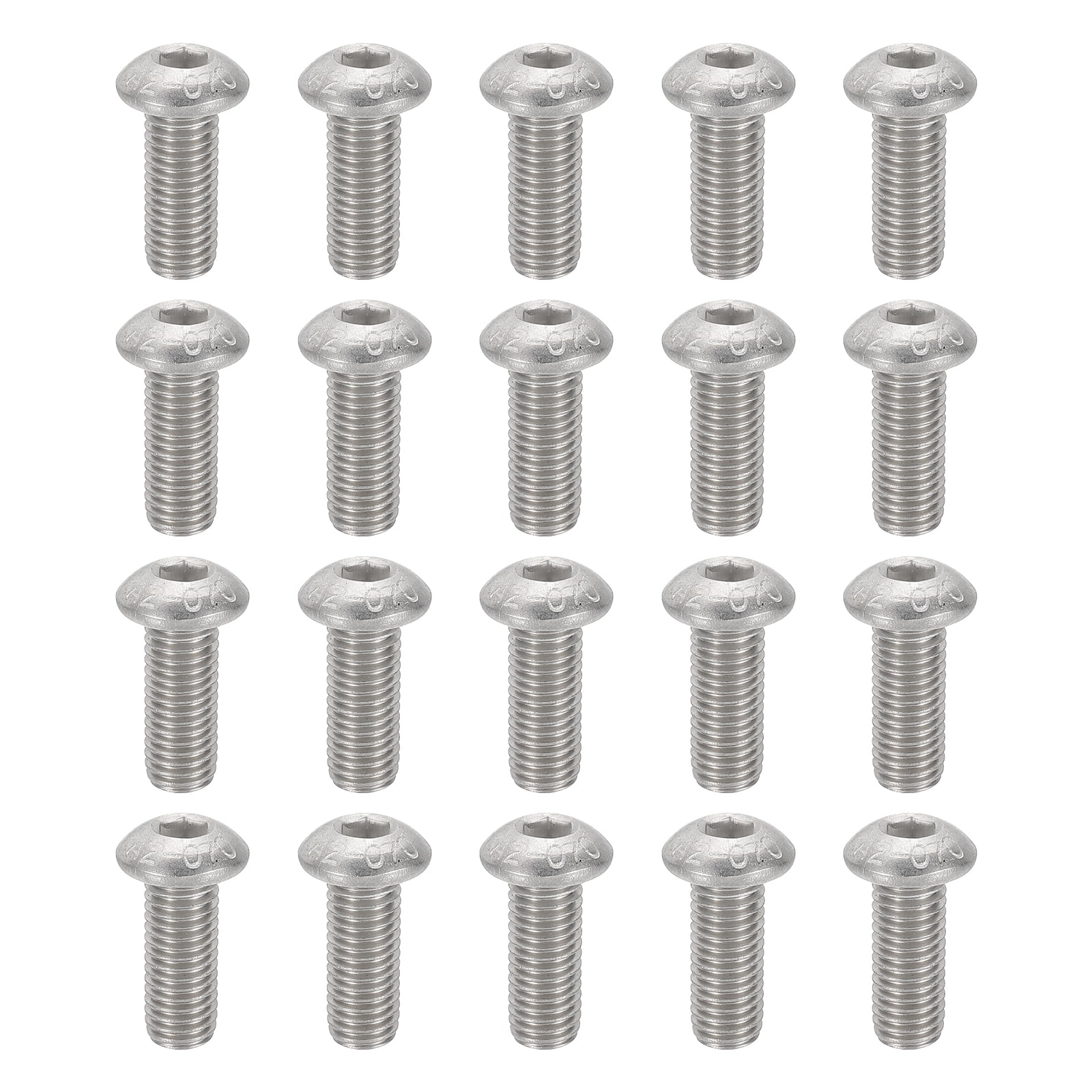Uxcell M10-1.5x20mm Button Head Socket Cap Screws, 20 Pcs 304 Stainless ...