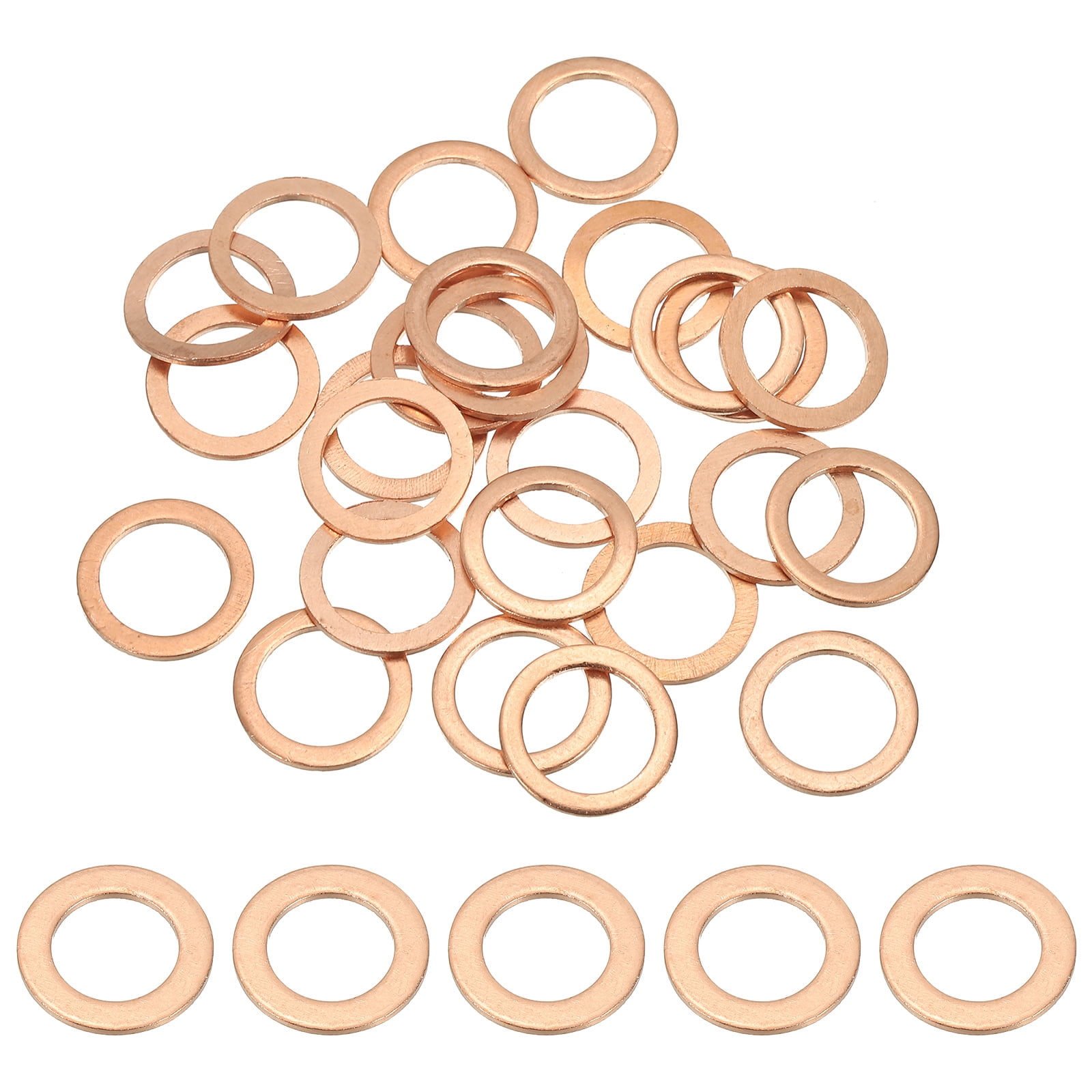 Uxcell M10 Copper Washer Sealing Ring, 10mm ID 14mm OD 1mm Thickness ...