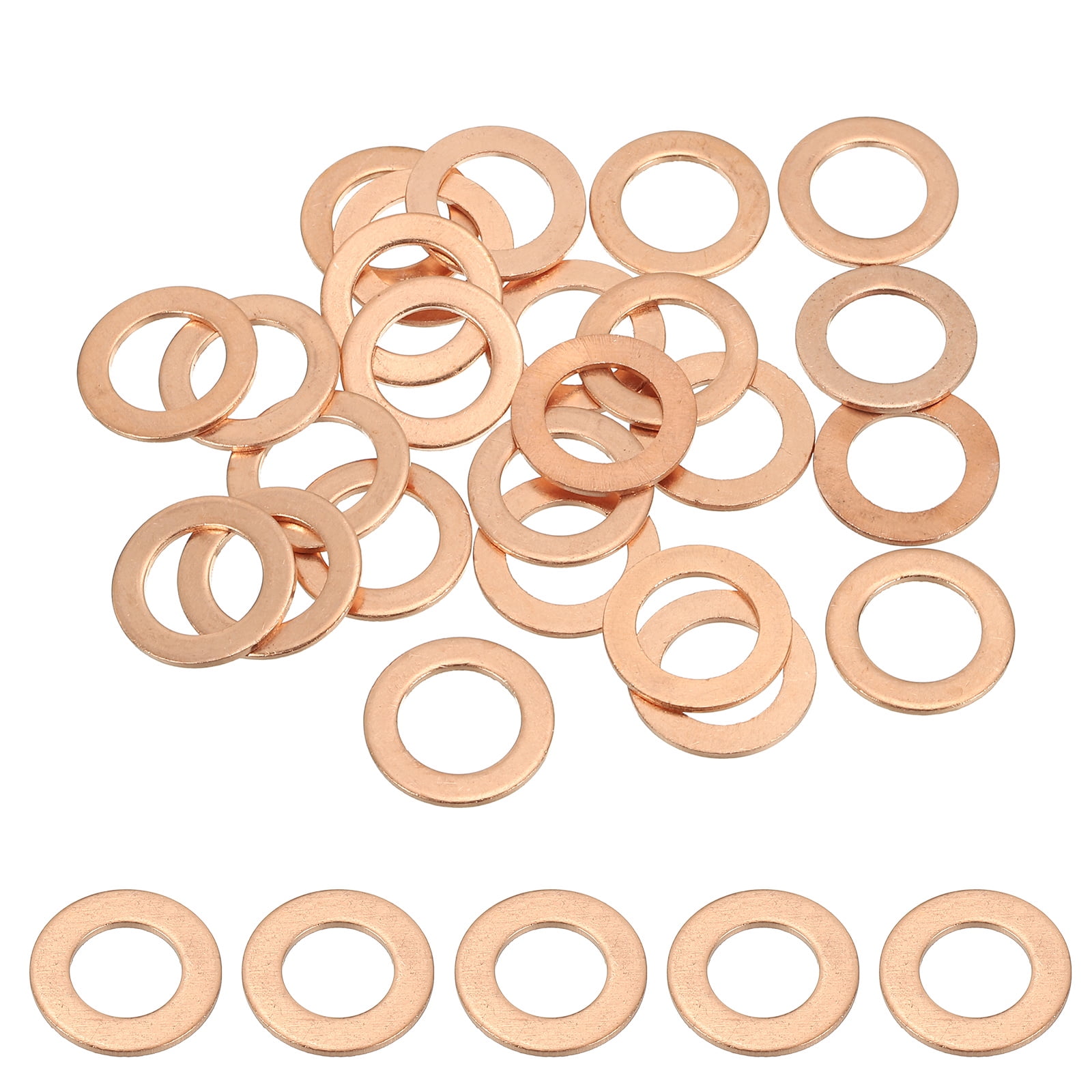 Uxcell M10 Copper Washer Sealing Ring, 10mm ID 16mm OD 1mm Thickness ...