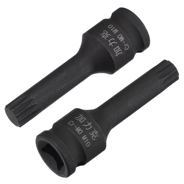 Uxcell M10 Impact Spline Bit Socket, 3/8" Square Drive 60mm Length CR ...