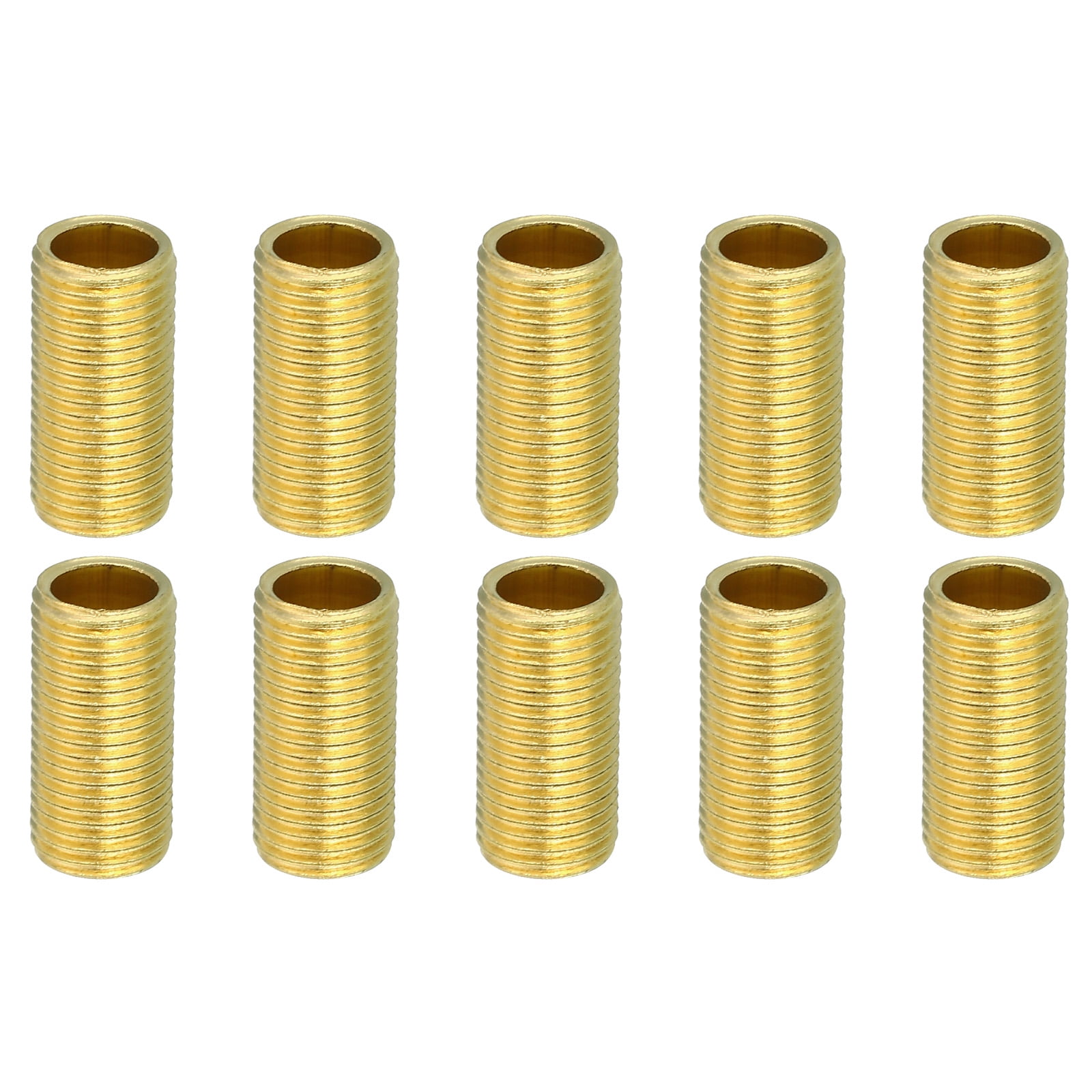 Uxcell M10 Lamp Pipe 20mm Threaded Hollow Tube Adapter Brass Coupler ...