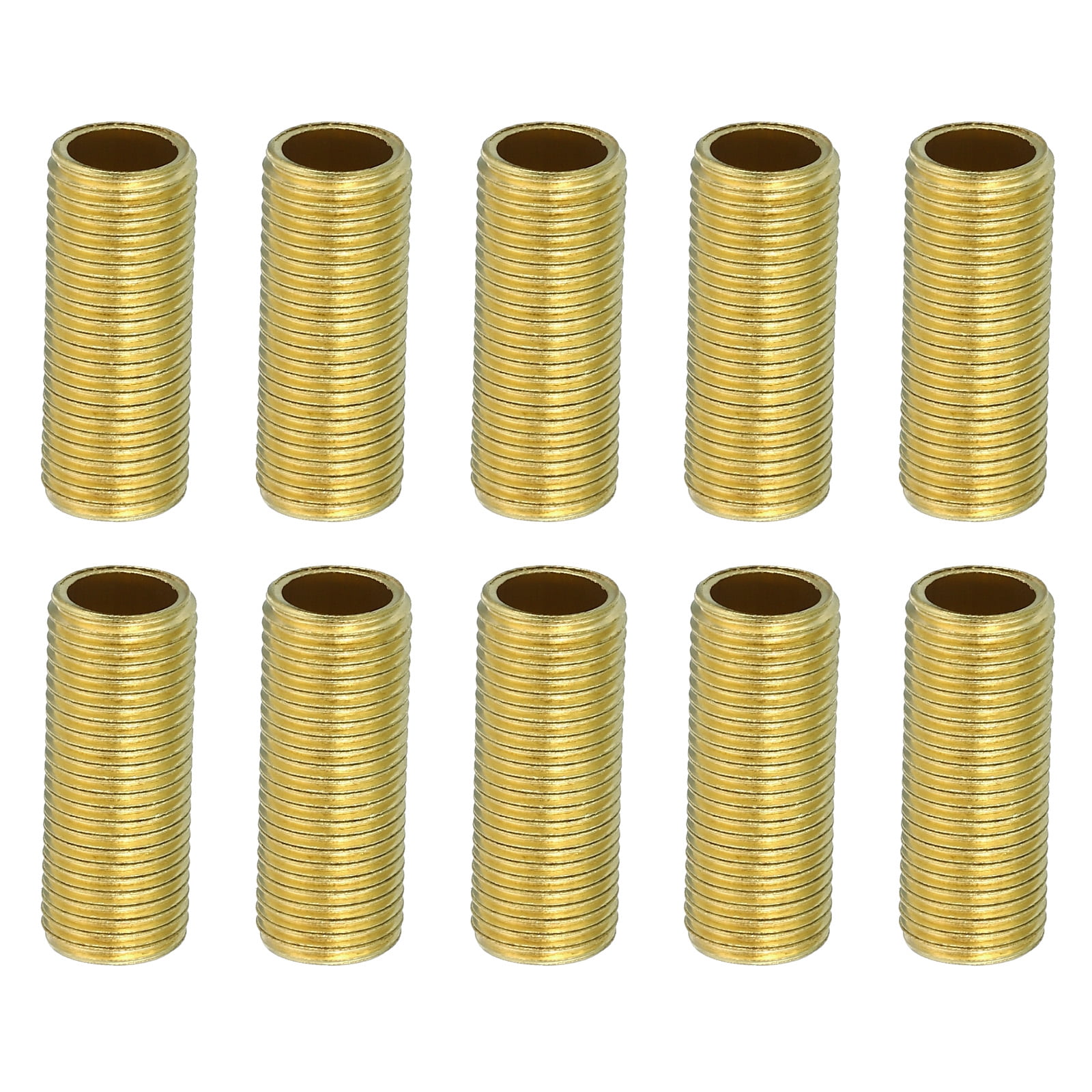 Uxcell M10 Lamp Pipe 25mm Threaded Hollow Tube Adapter Brass Coupler ...