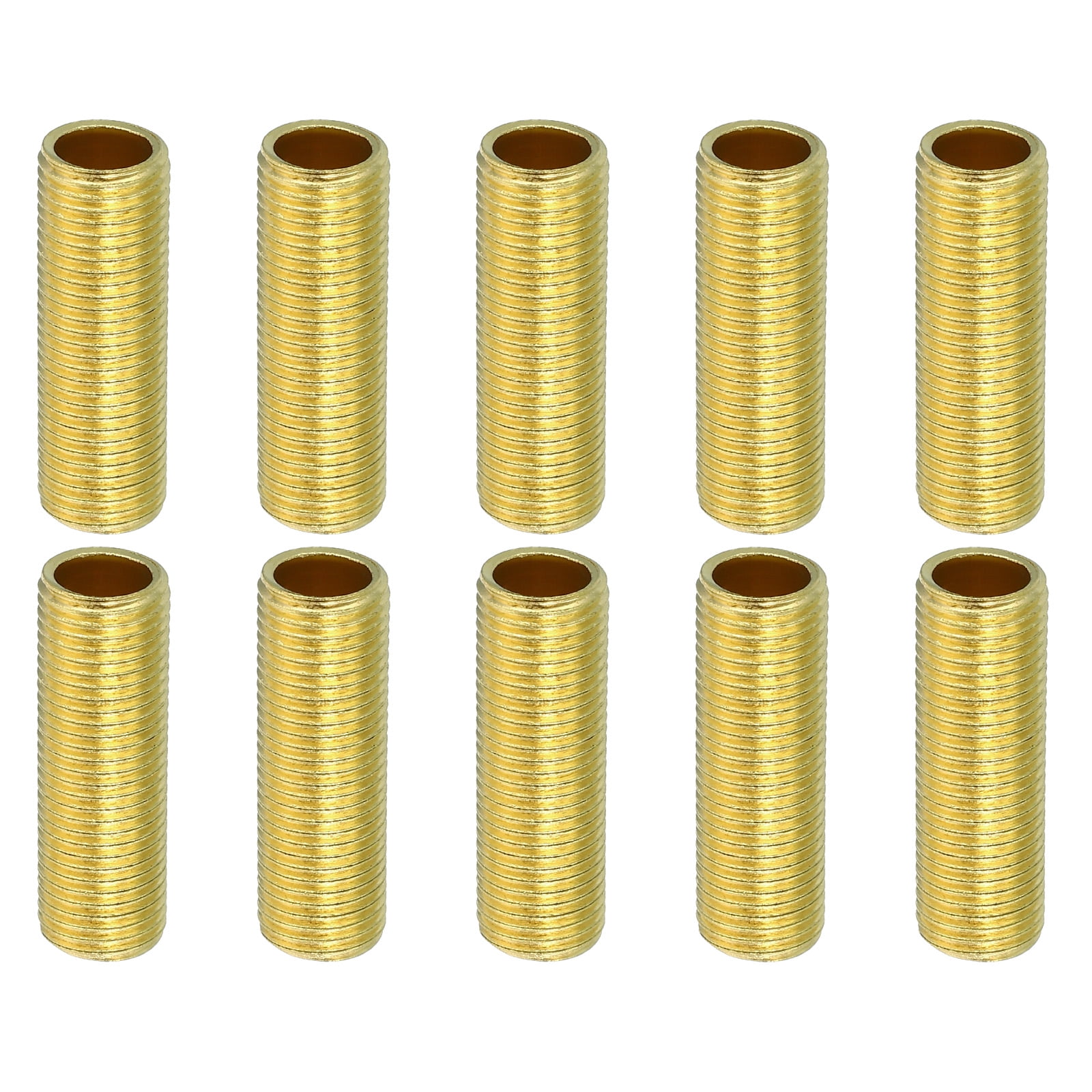 Uxcell M10 Lamp Pipe 30mm Threaded Hollow Tube Adapter Brass Coupler ...