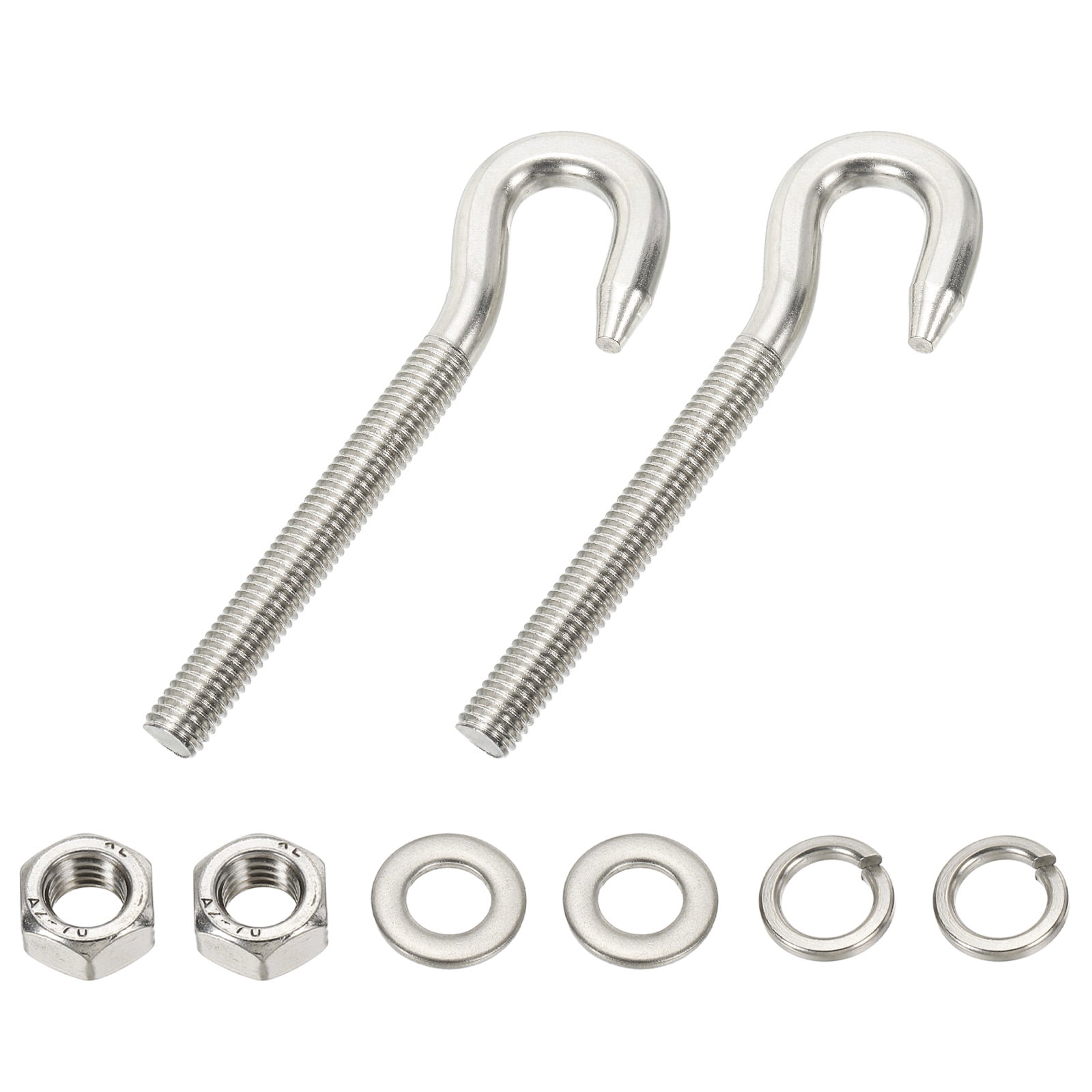 Uxcell M10 Stainless Steel Eye Bolt, 2 Set Hook Eyelet Bolts with Nut ...