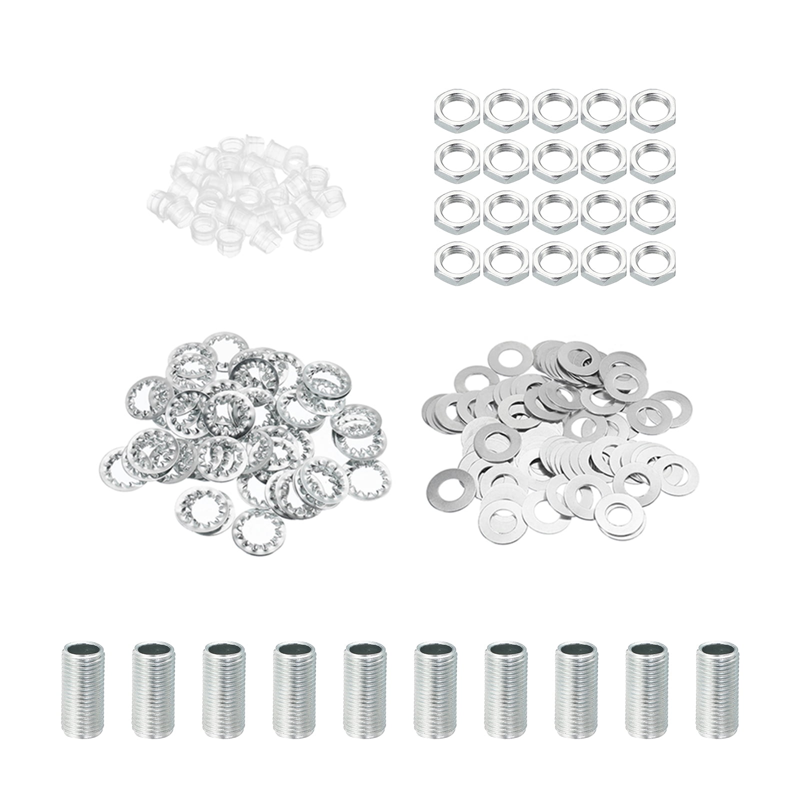 Uxcell M10 Thread 0.79" Lamp Pipe Kit with Lock Nuts Washers Fasteners ...