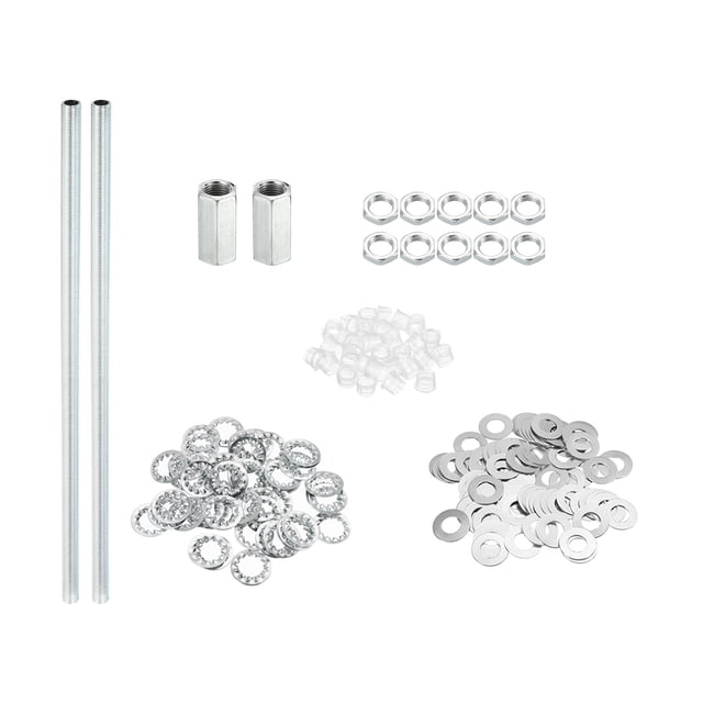 Uxcell M10 Thread 11.81" Lamp Pipe Kit with Lock Nuts Washers Fasteners ...