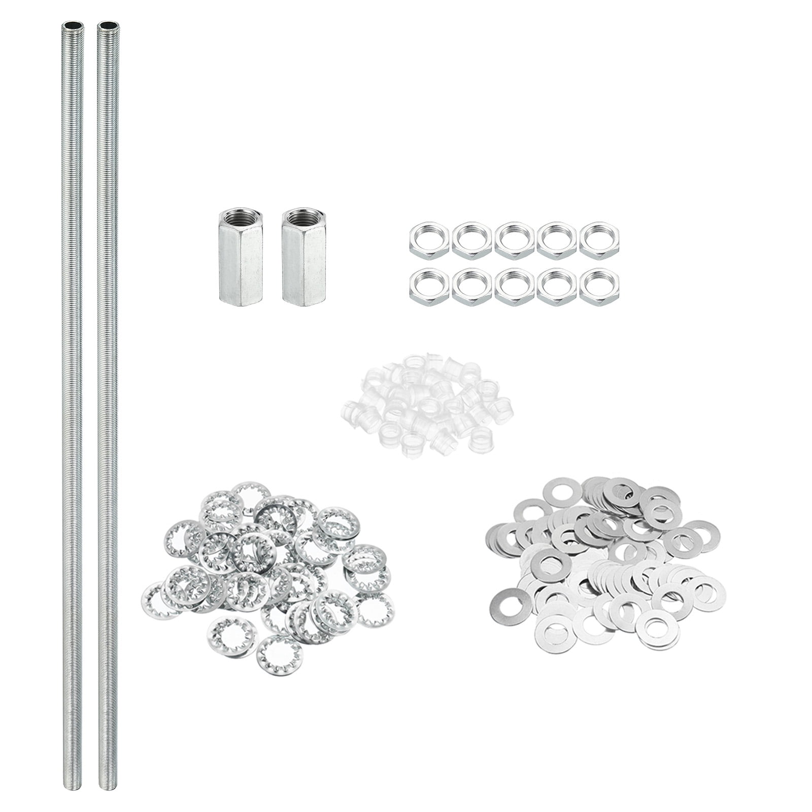Uxcell M10 Thread 16.54" Lamp Pipe Kit with Lock Nuts Washers Fasteners ...