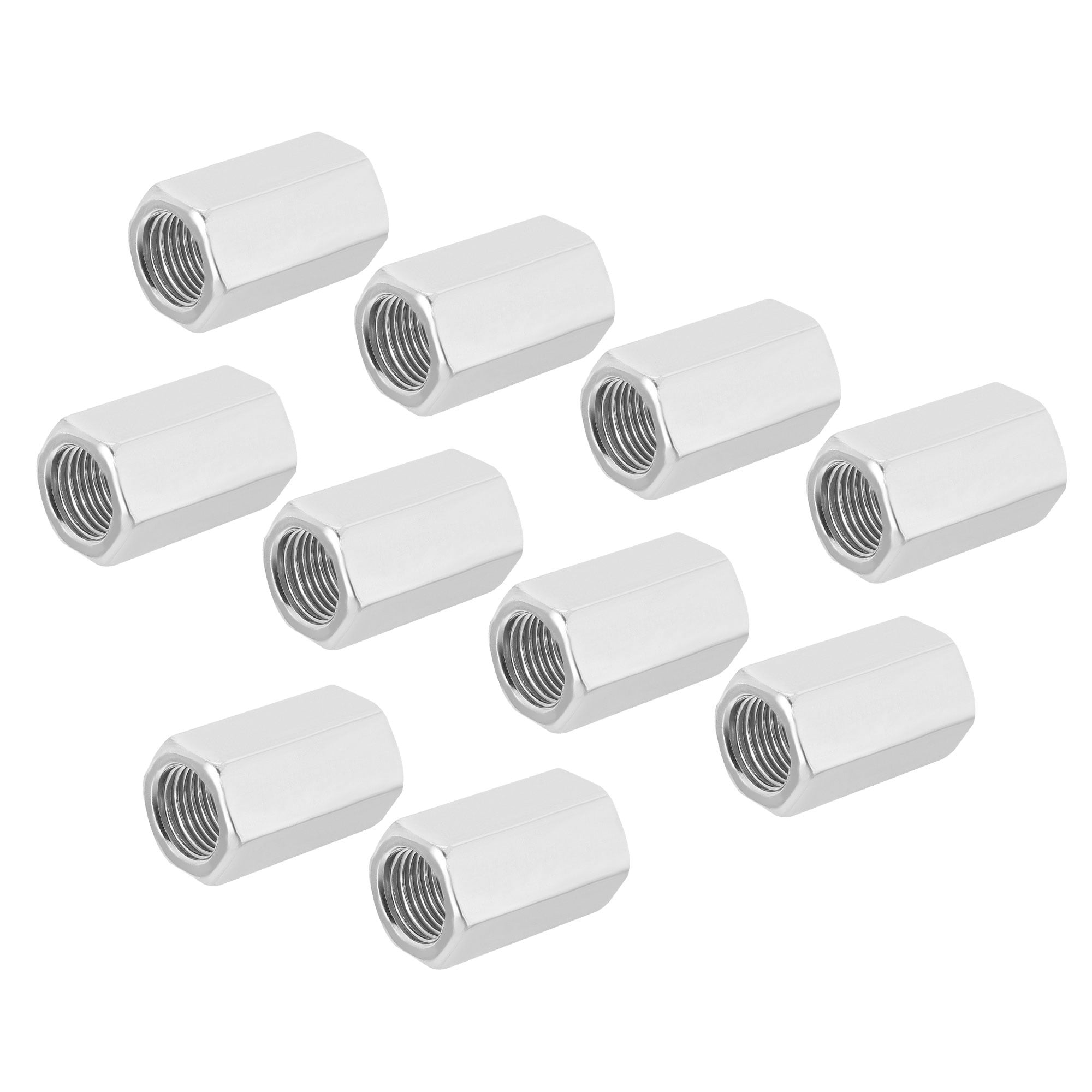 Uxcell M10 Thread 24mm Length Sleeve Stud Rod Adapters Pipe Connectors ...