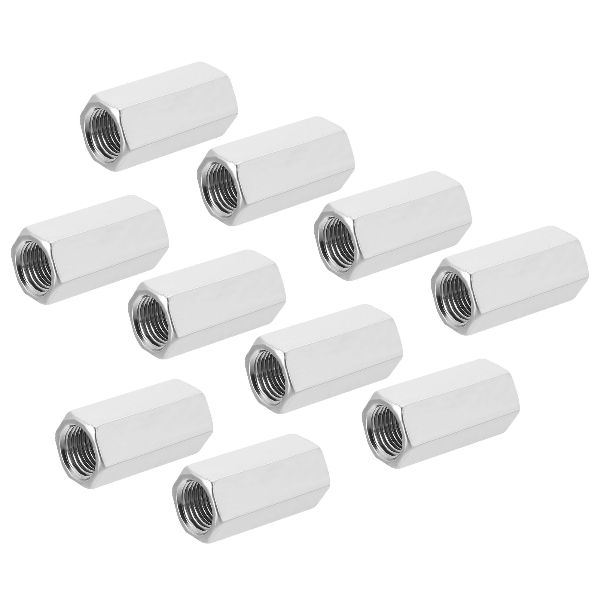 Uxcell M10 Thread 30mm Length Sleeve Stud Rod Adapters Pipe Connectors ...