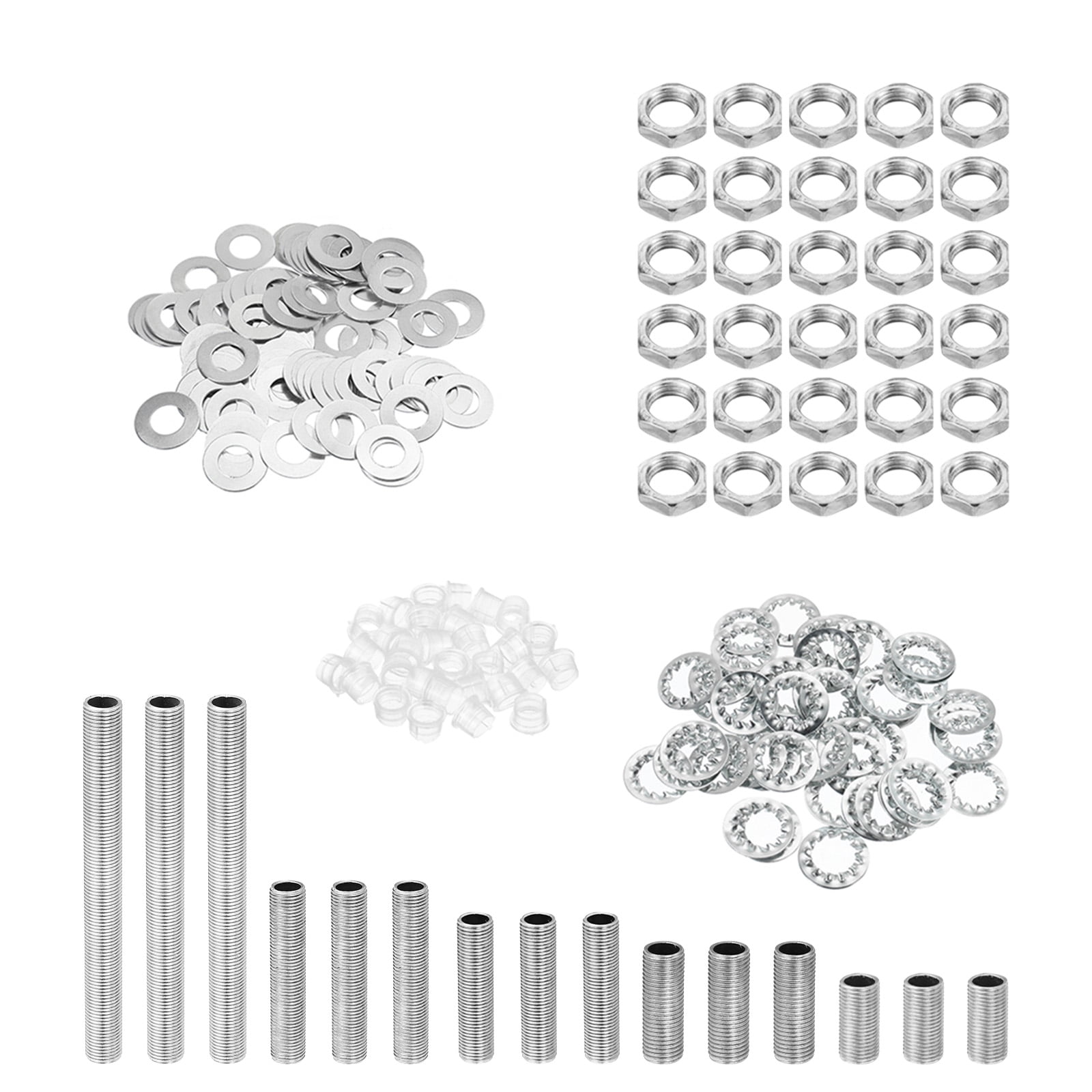 Uxcell M10 Thread 5 Size Lamp Pipe Kit with Lock Nuts Washers Fasteners ...