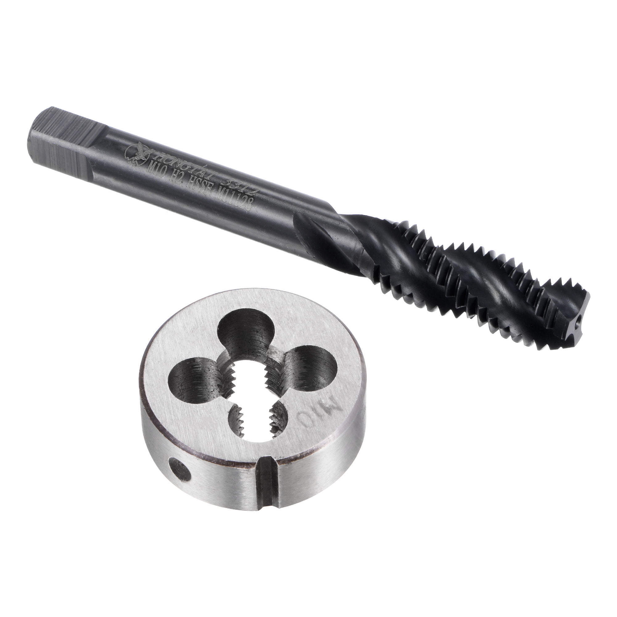 Uxcell M10 x 1.5 Metric Tap and Die Set Nitride Coated Spiral Flute Tap ...