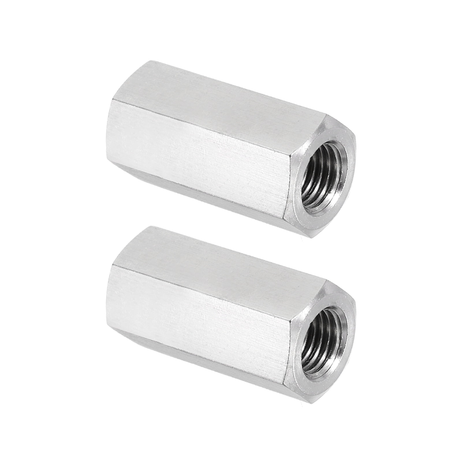 Uxcell M10x1.25 Pitch 304 Stainless Steel Hex Coupling Nuts, 2 Pcs 35mm ...