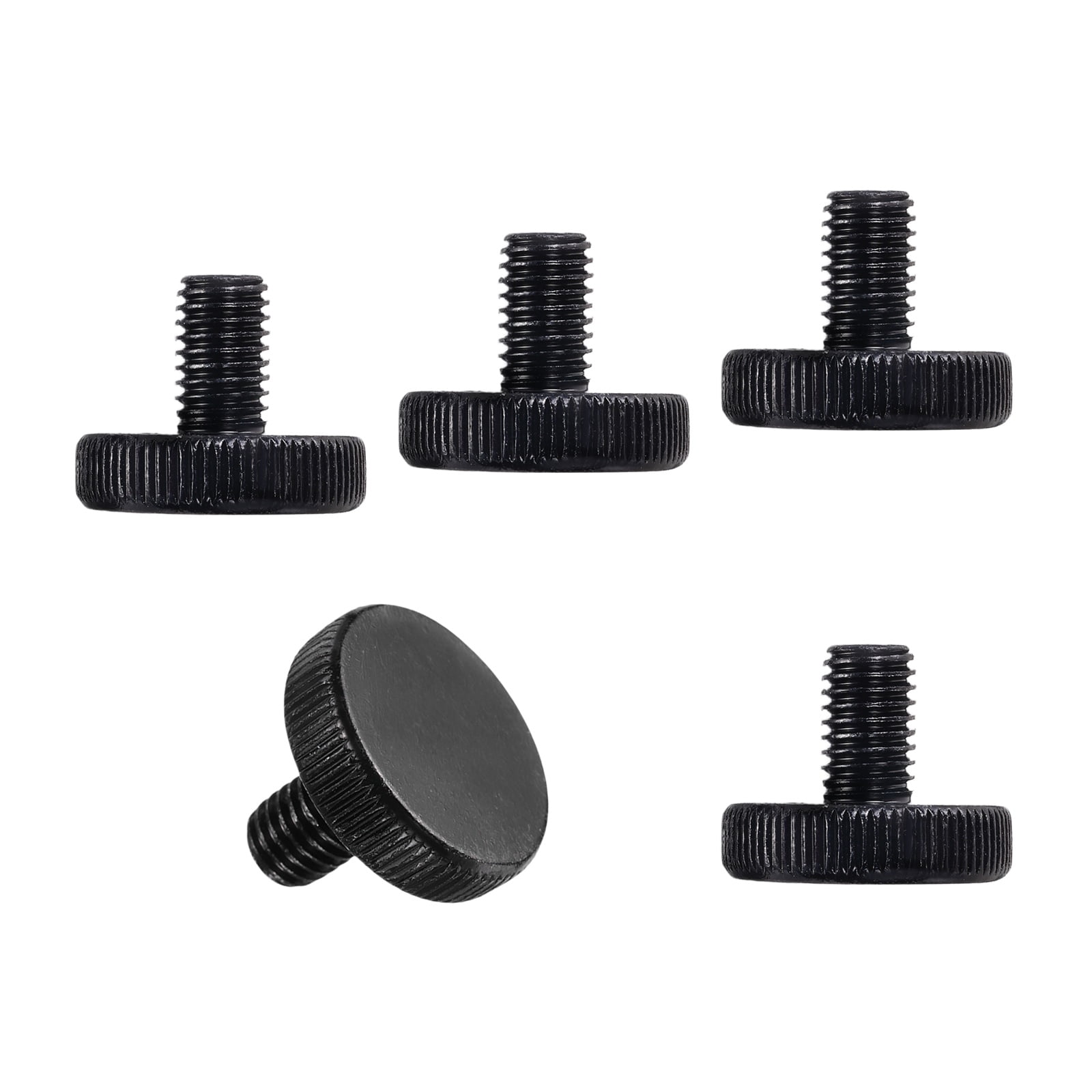 Uxcell M10x16mm Knurled Thumb Screws, Black Steel Flat Head Thumb ...