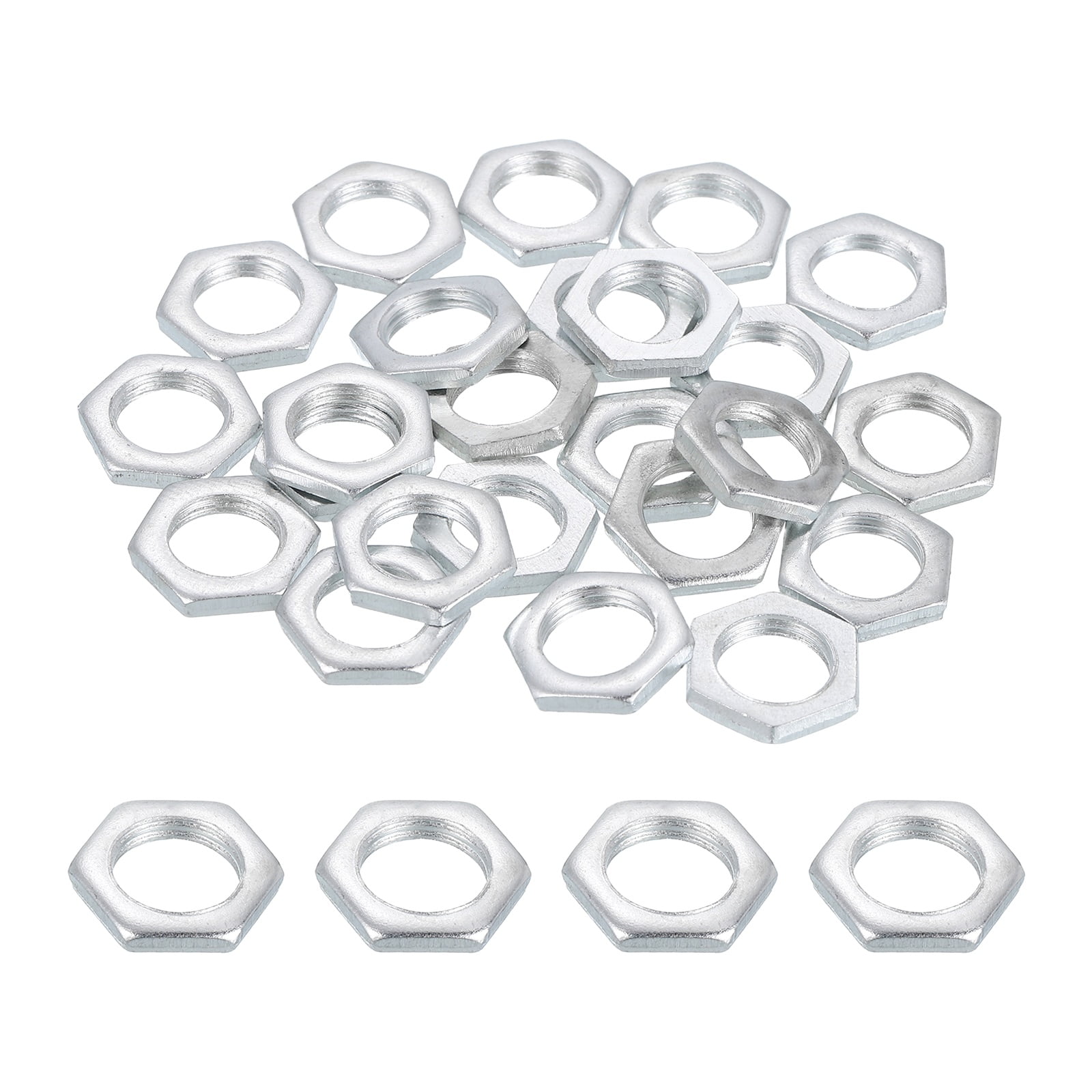 Uxcell M10x1x2.5mm Steel Hex Nuts, 25Pcs Metric Thread Carbon Steel Zinc Plated Finished ...