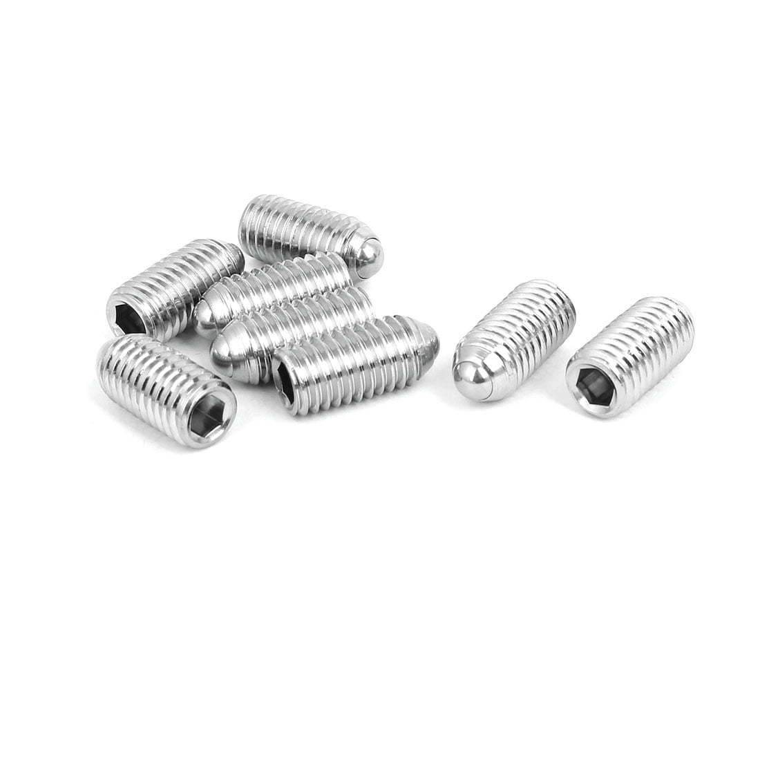 Uxcell M10x20mm 304 Stainless Steel Spring Hex Socket Ball Point Grub Set Screws (8-pack ...