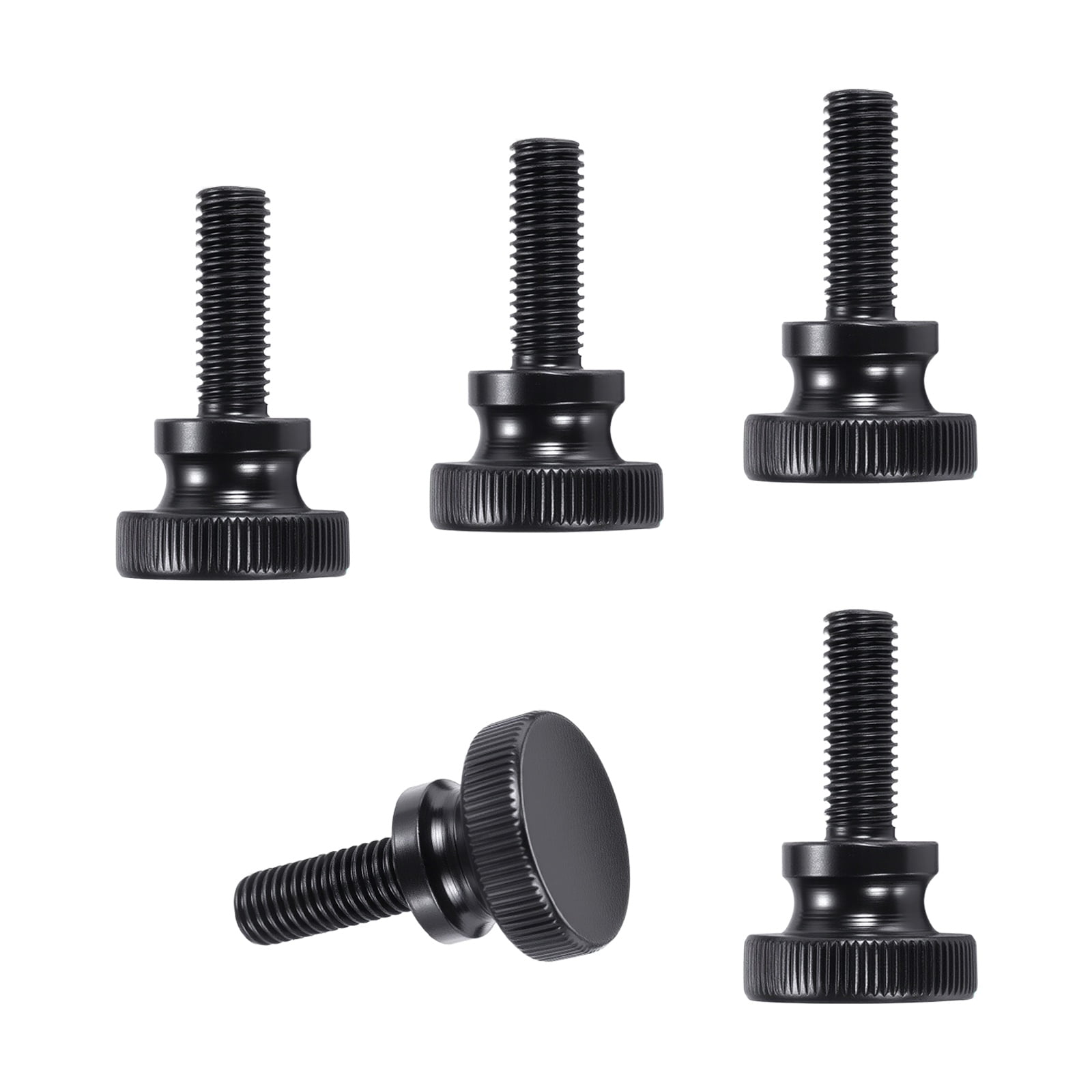 Uxcell M10x25mm Knurled Thumb Screws, Black Steel Flat Head Thumb Screws Zinc Plated Metric ...
