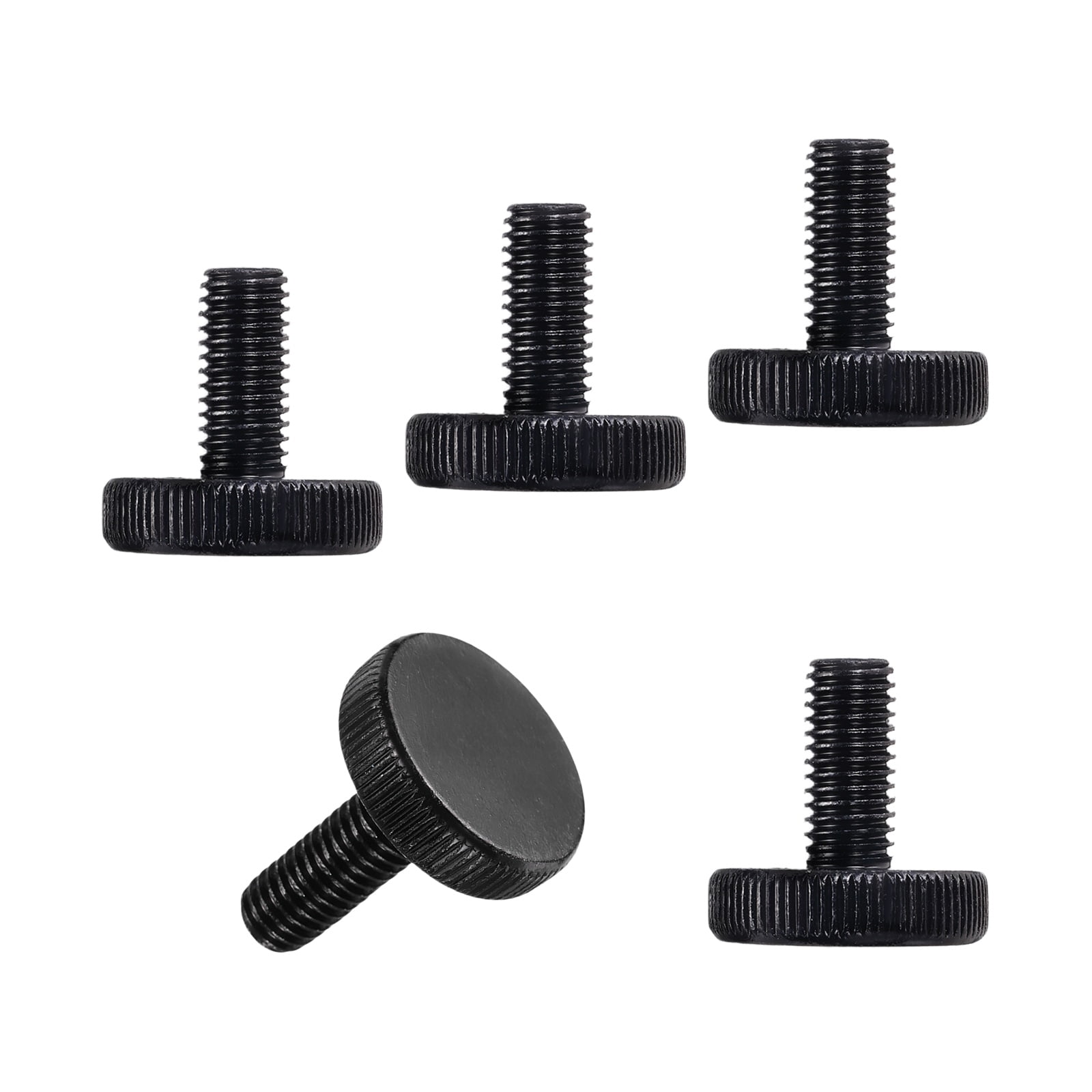 Uxcell M10x30mm Knurled Thumb Screws, Black Steel Flat Head Thumb Screws Zinc Plated Metric ...