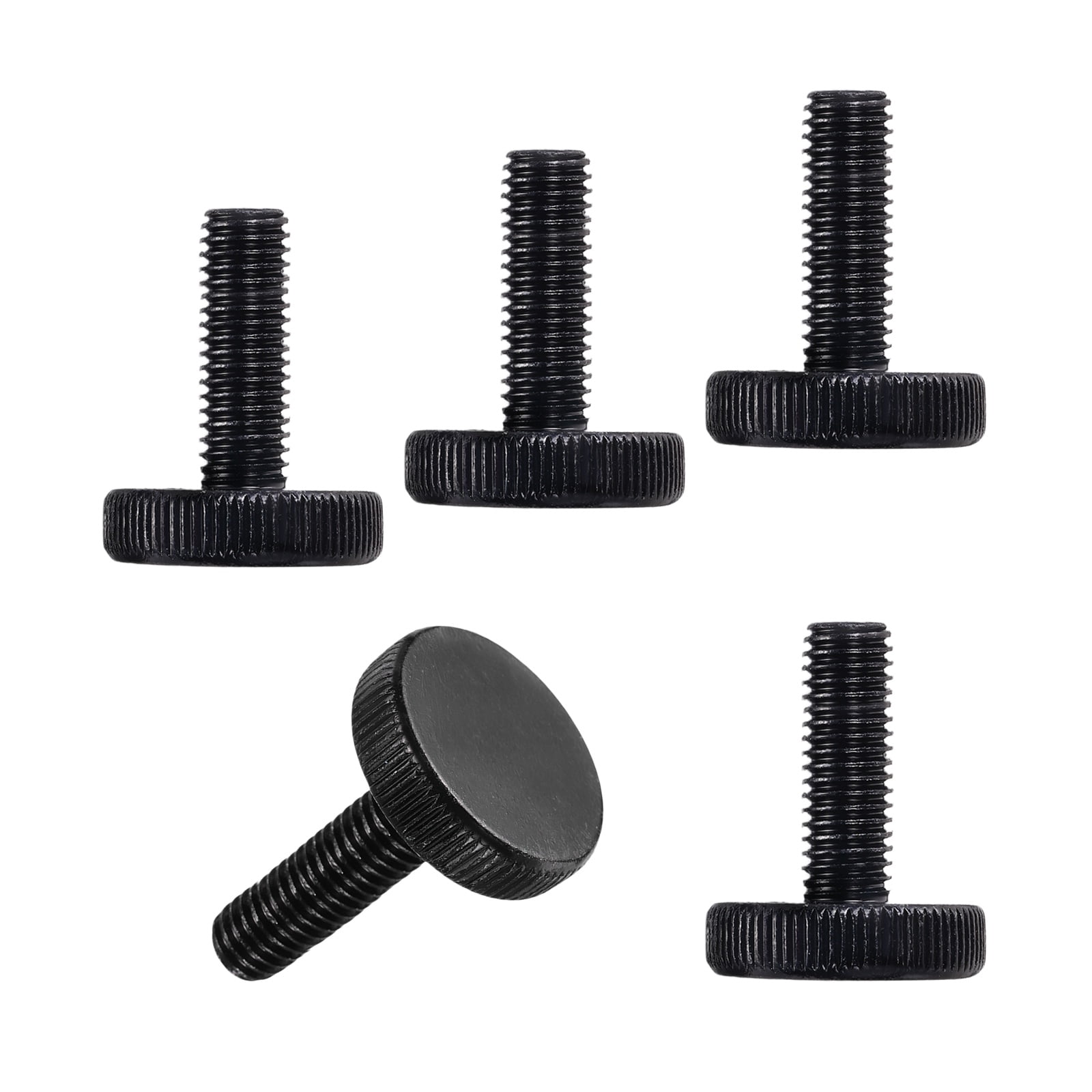 Uxcell M10x35mm Knurled Thumb Screws, Black Steel Flat Head Thumb ...