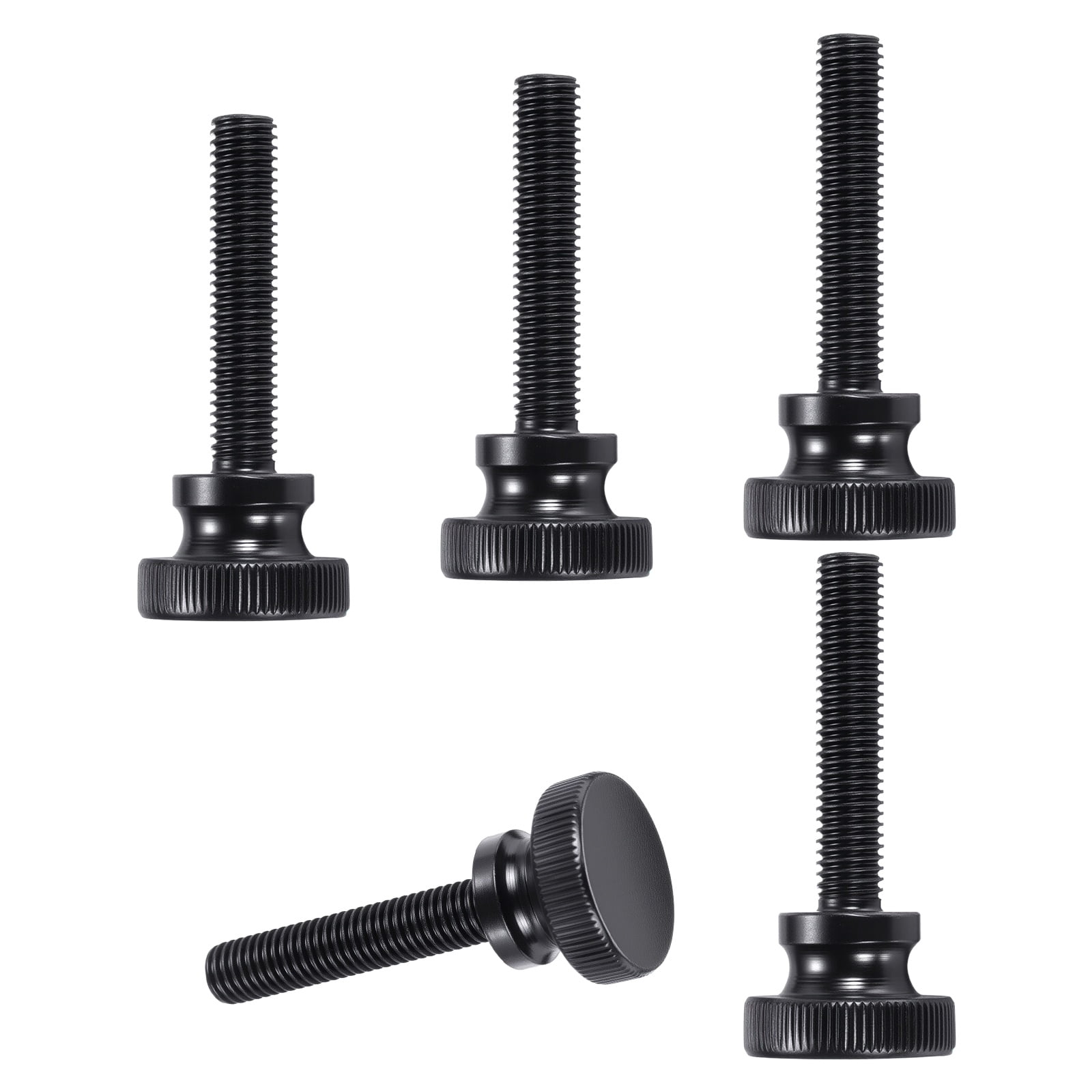 Uxcell M10x60mm Knurled Thumb Screws, Black Steel Flat Head Thumb ...