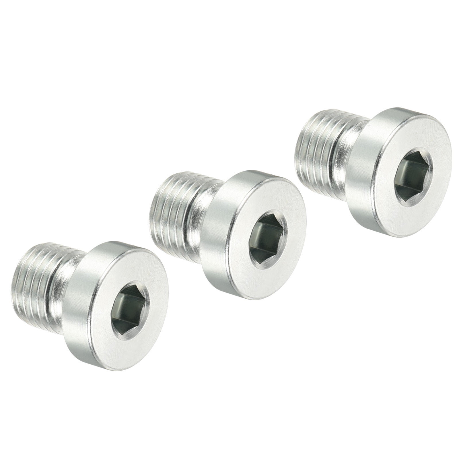 Uxcell M12*1.25 Internal Hex Head Pipe Fitting Plug, 3 Pack Male Thread 45# Steel Socket Plug ...