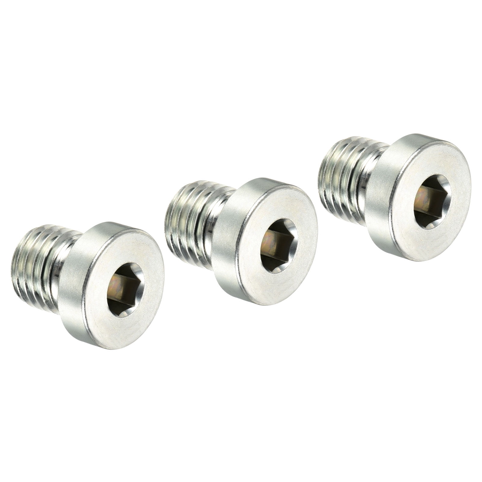 Uxcell M12*1.5 Internal Hex Head Pipe Fitting Plug, 3 Pack Male Thread 45# Steel Socket Plug ...