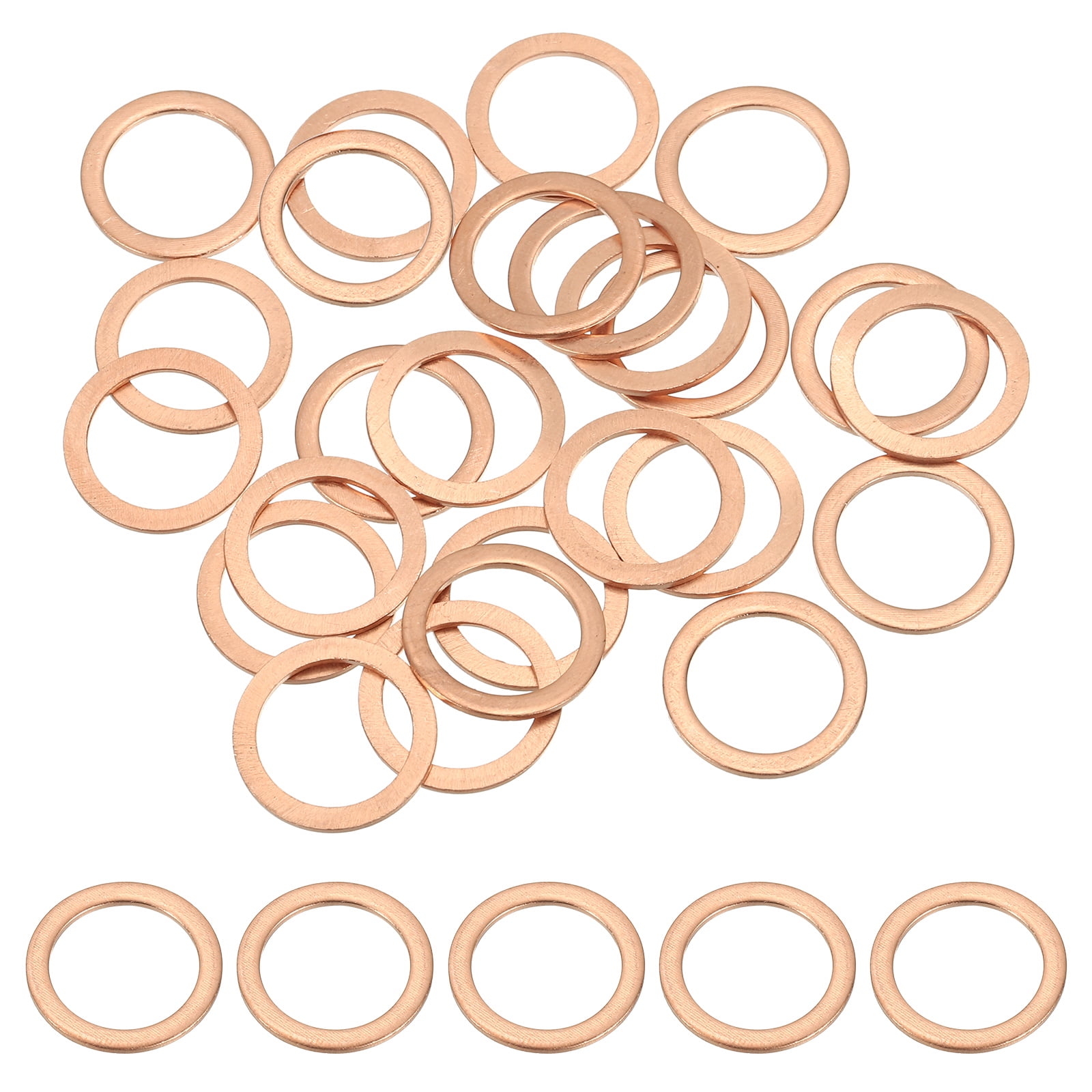 Uxcell M12 Copper Washer Sealing Ring, 12mm ID 16mm OD 1mm Thickness ...