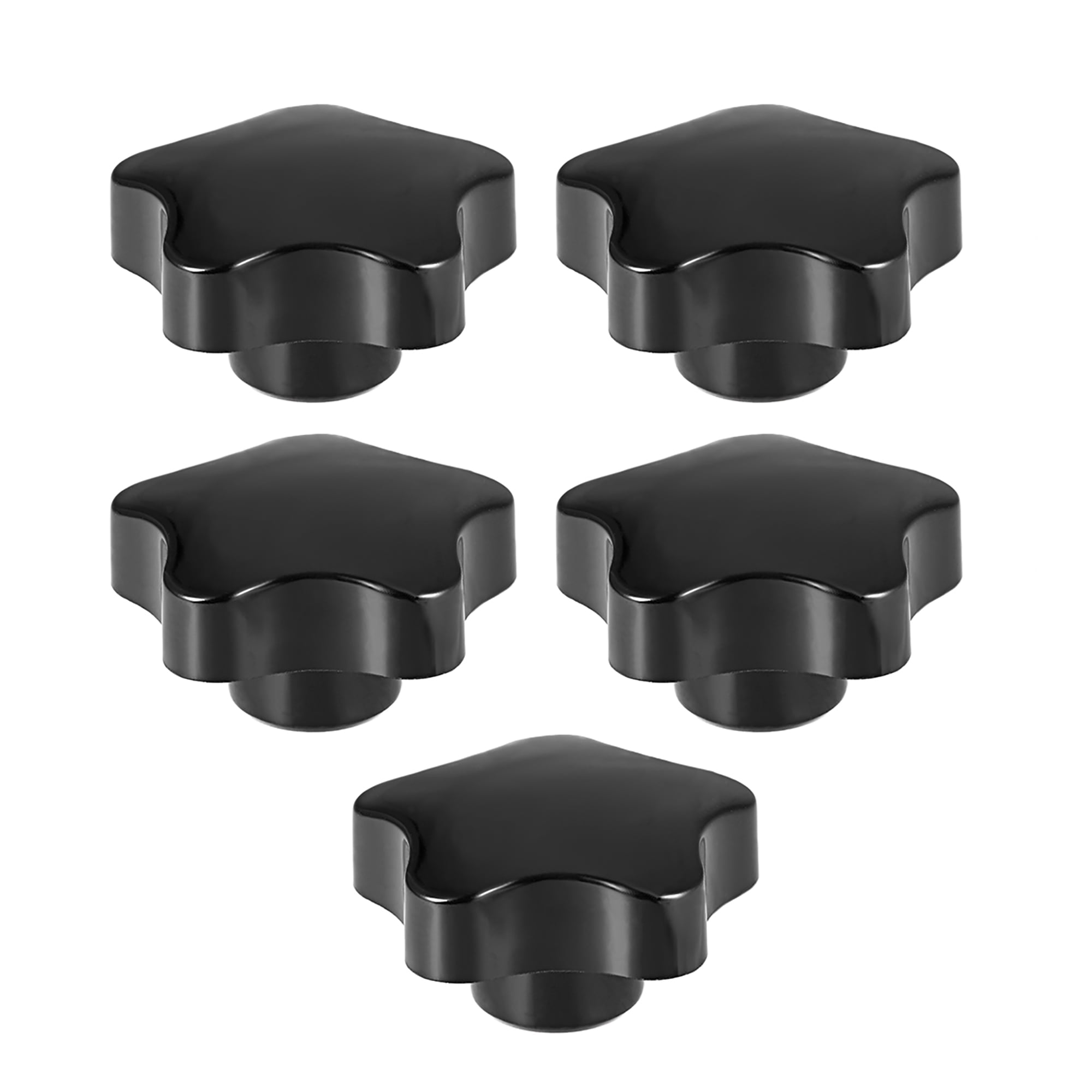 Uxcell M12 Female Thread 48mm Head Brass Insert Star Knobs Black 5 Pack ...