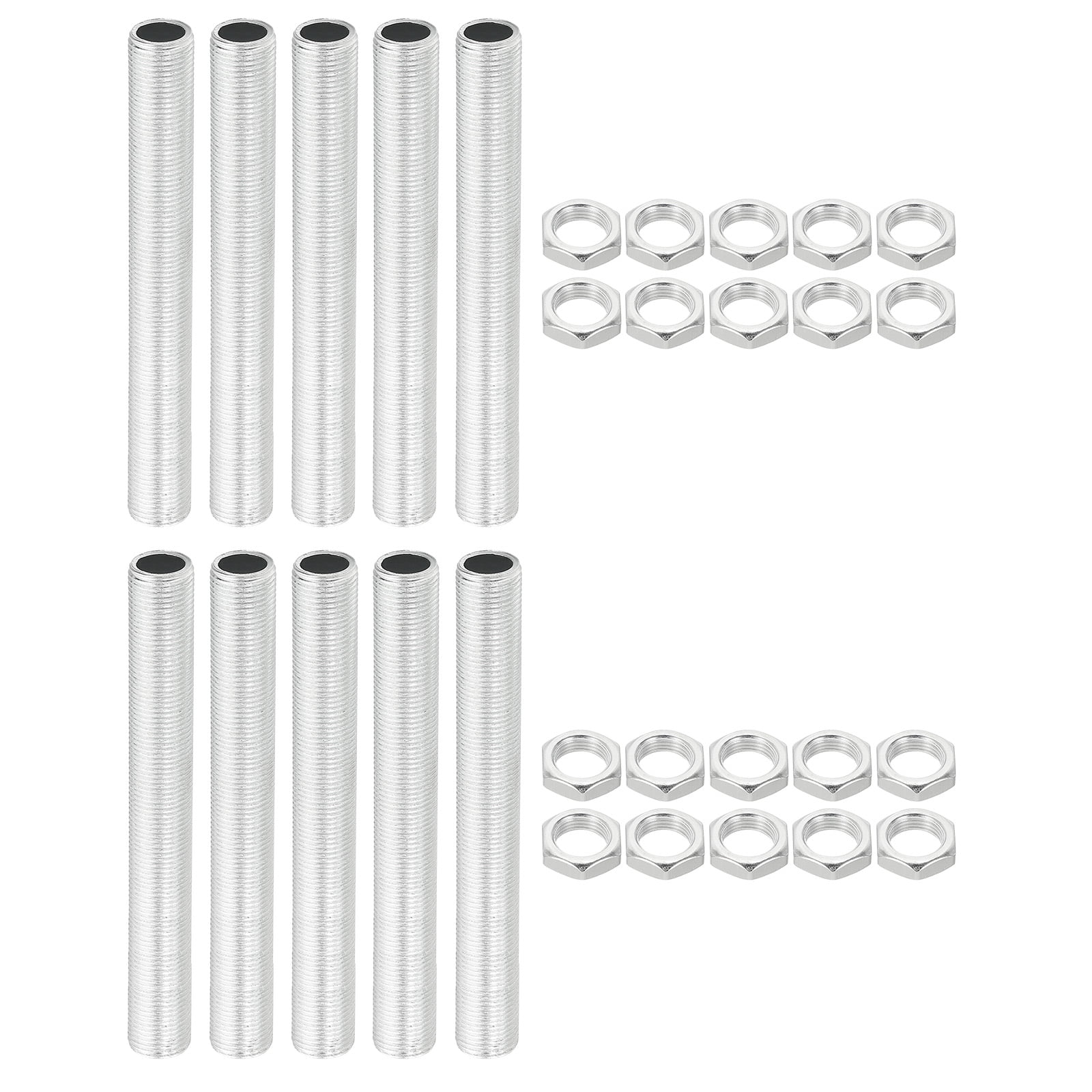 Uxcell M12 Fine Thread Carbon Steel Lamp Pipe Kit, 10 Set 100mm/3.9 ...