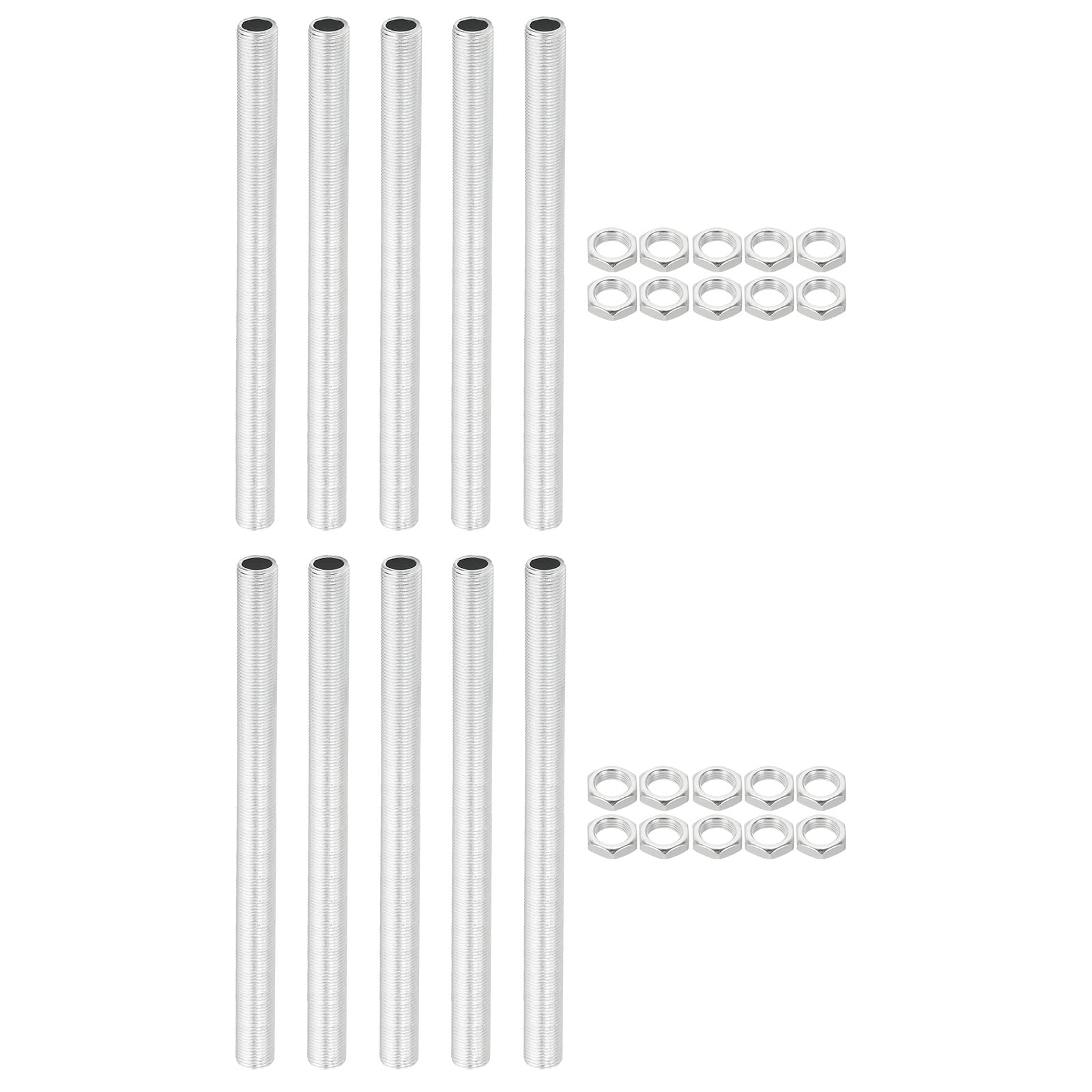 Uxcell M12 Fine Thread Carbon Steel Lamp Pipe Kit, 10 Set 190mm/7.5 ...