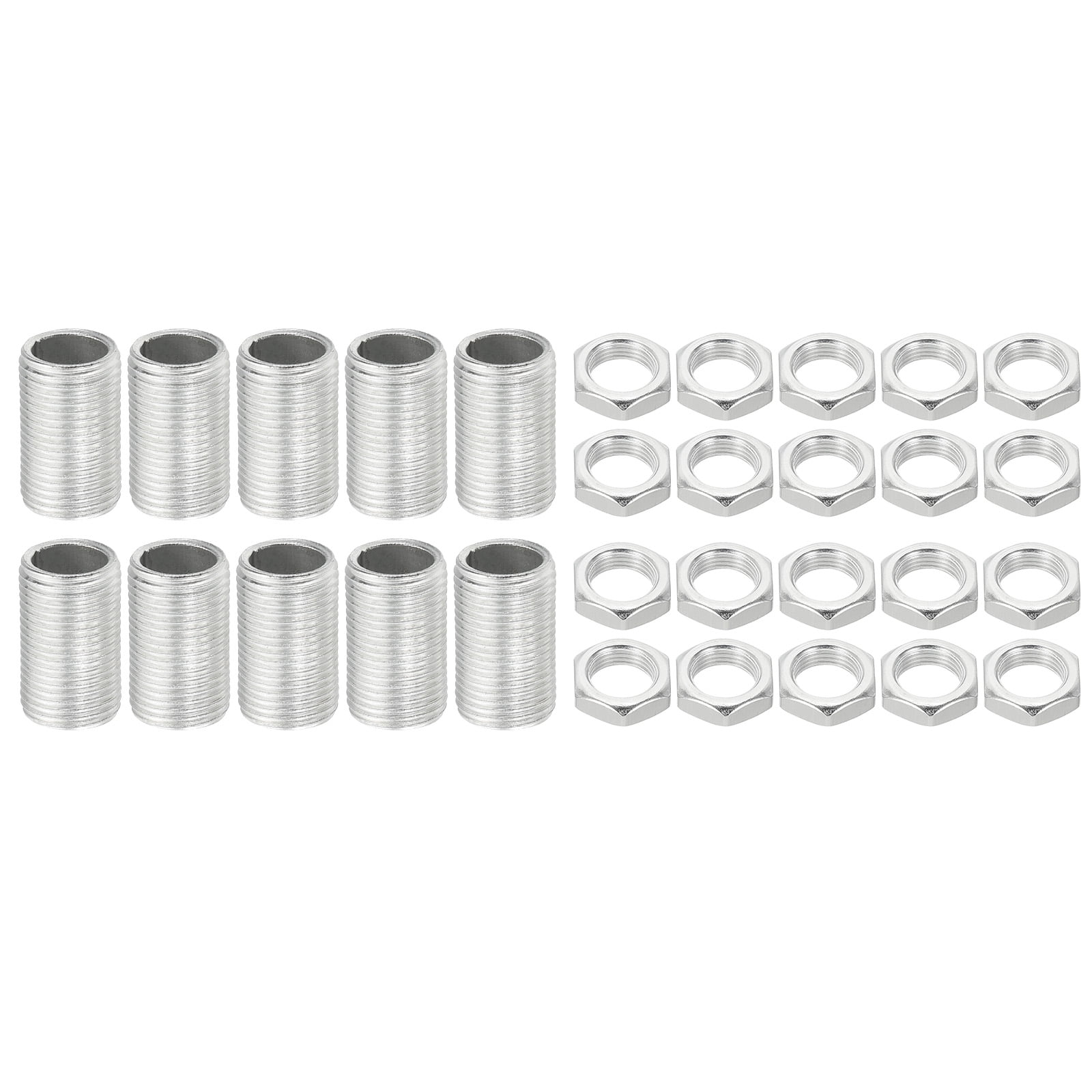 Uxcell M12 Fine Thread Carbon Steel Lamp Pipe Kit, 10 Set 20mm/0.8 ...
