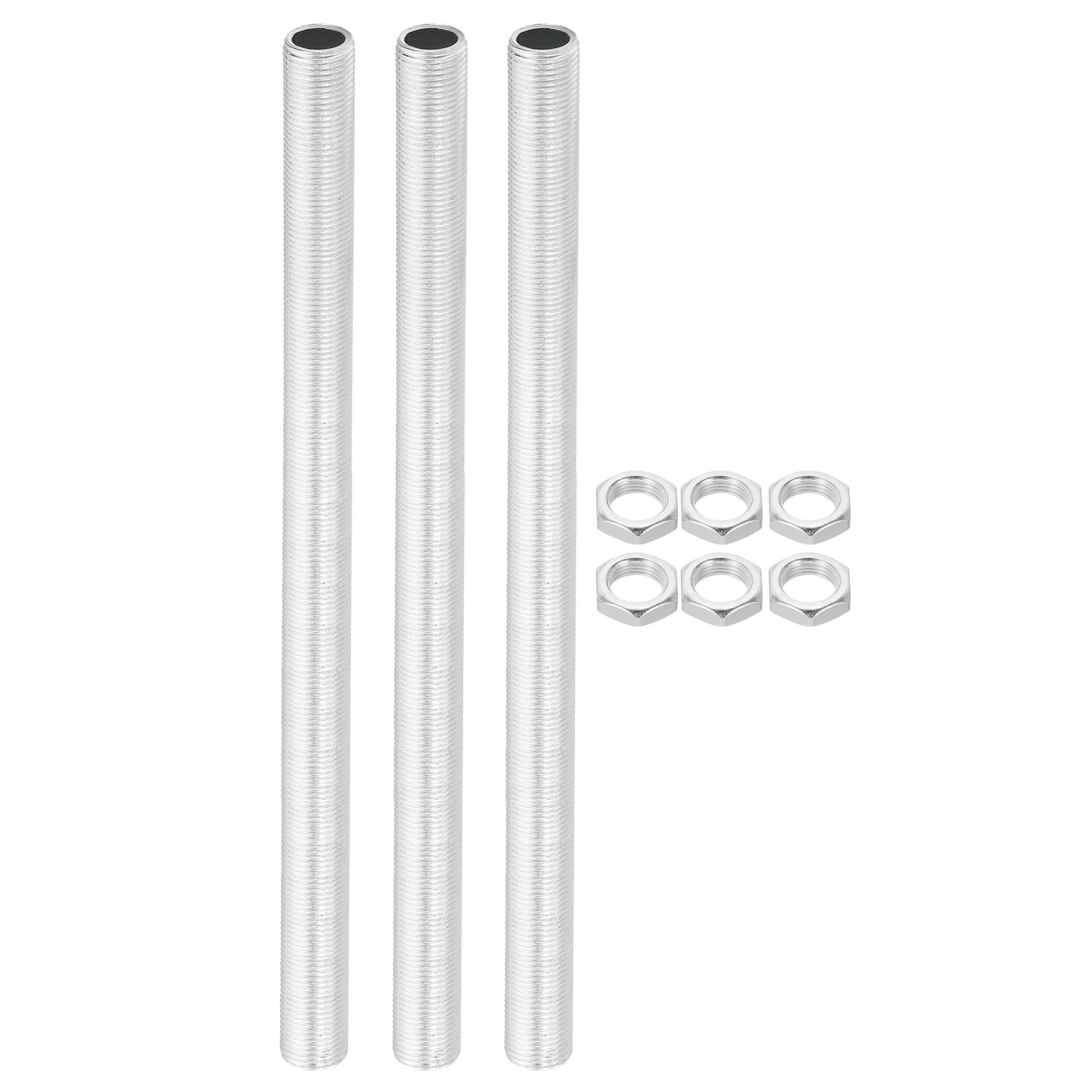 Uxcell M12 Fine Thread Carbon Steel Lamp Pipe Kit, 3 Set 230mm/9.1 ...