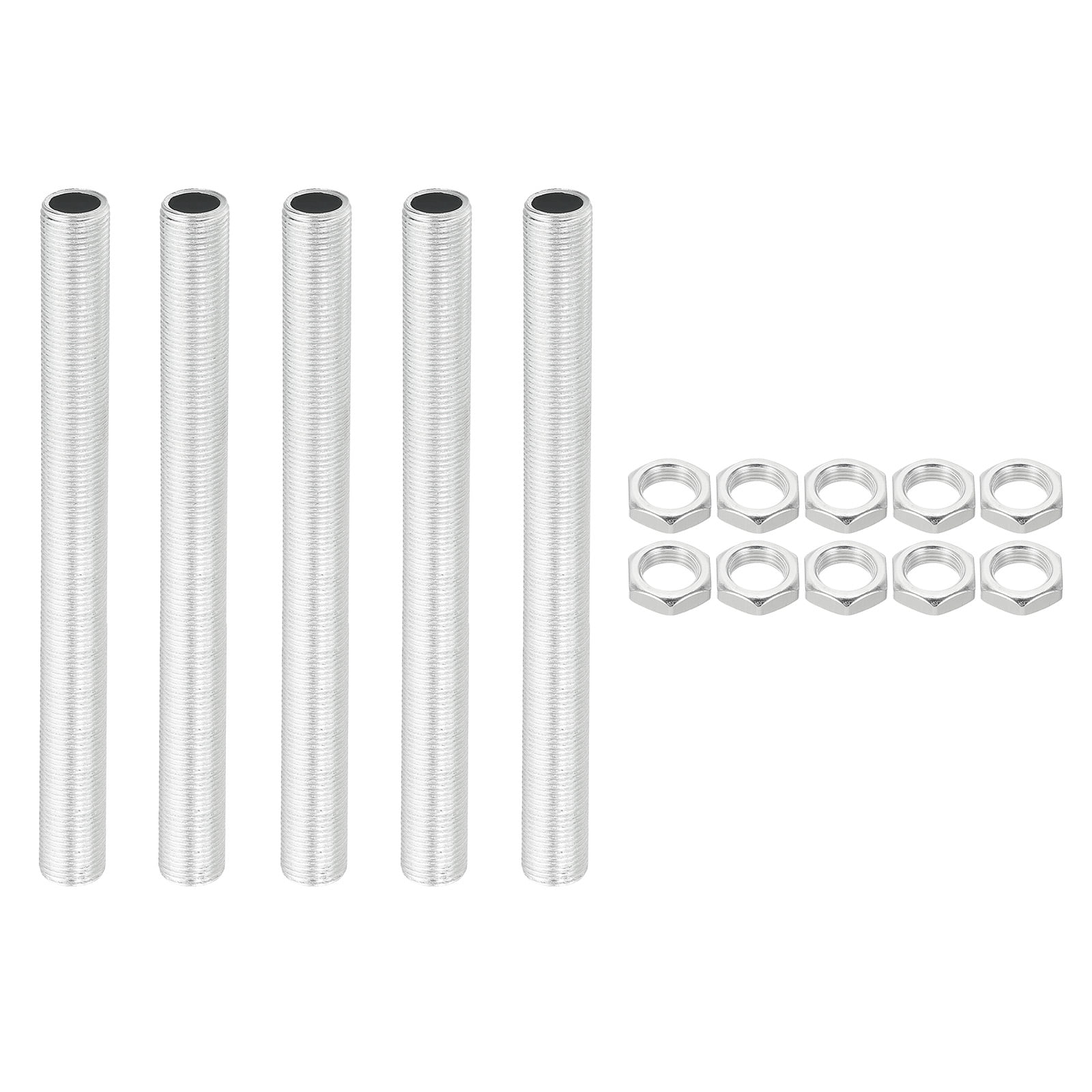 Uxcell M12 Fine Thread Carbon Steel Lamp Pipe Kit, 5 Set 140mm/5.5 ...