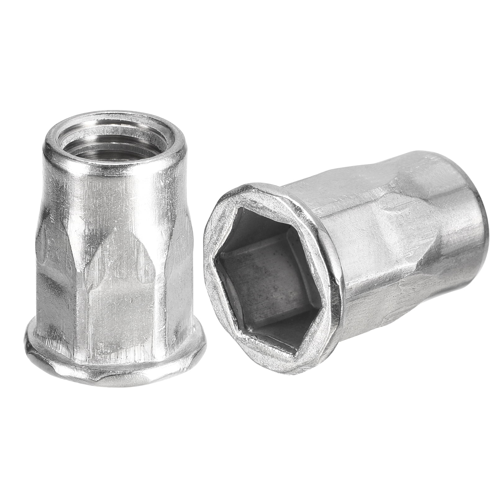 Uxcell M12 Half Hex Body Rivet Nuts, 60 Pack 304 Stainless Steel Flat Head Threaded Insert Nuts ...