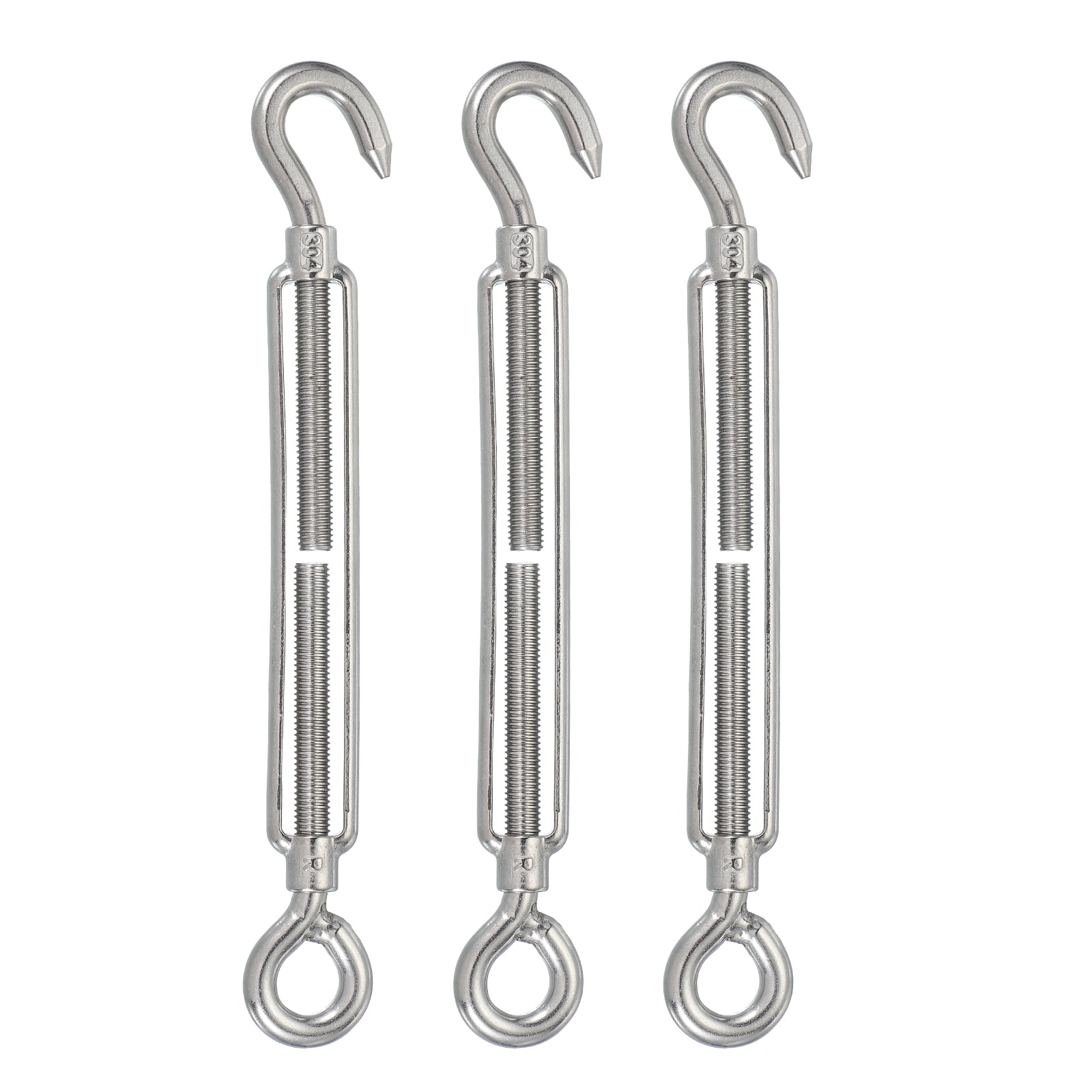 Uxcell Hook & Eye Turnbuckle Stainless Steel 304 Adjustable Wire Rope ...