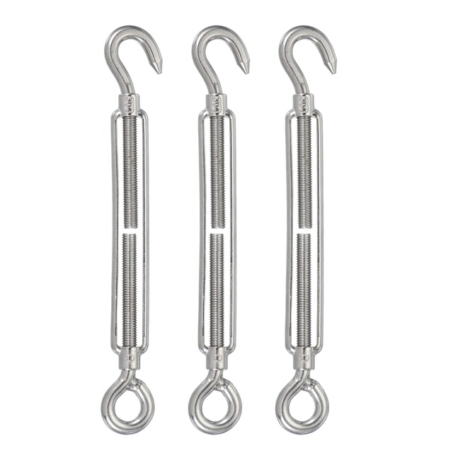 Uxcell Hook & Eye Turnbuckle Stainless Steel 304 Adjustable Wire Rope ...
