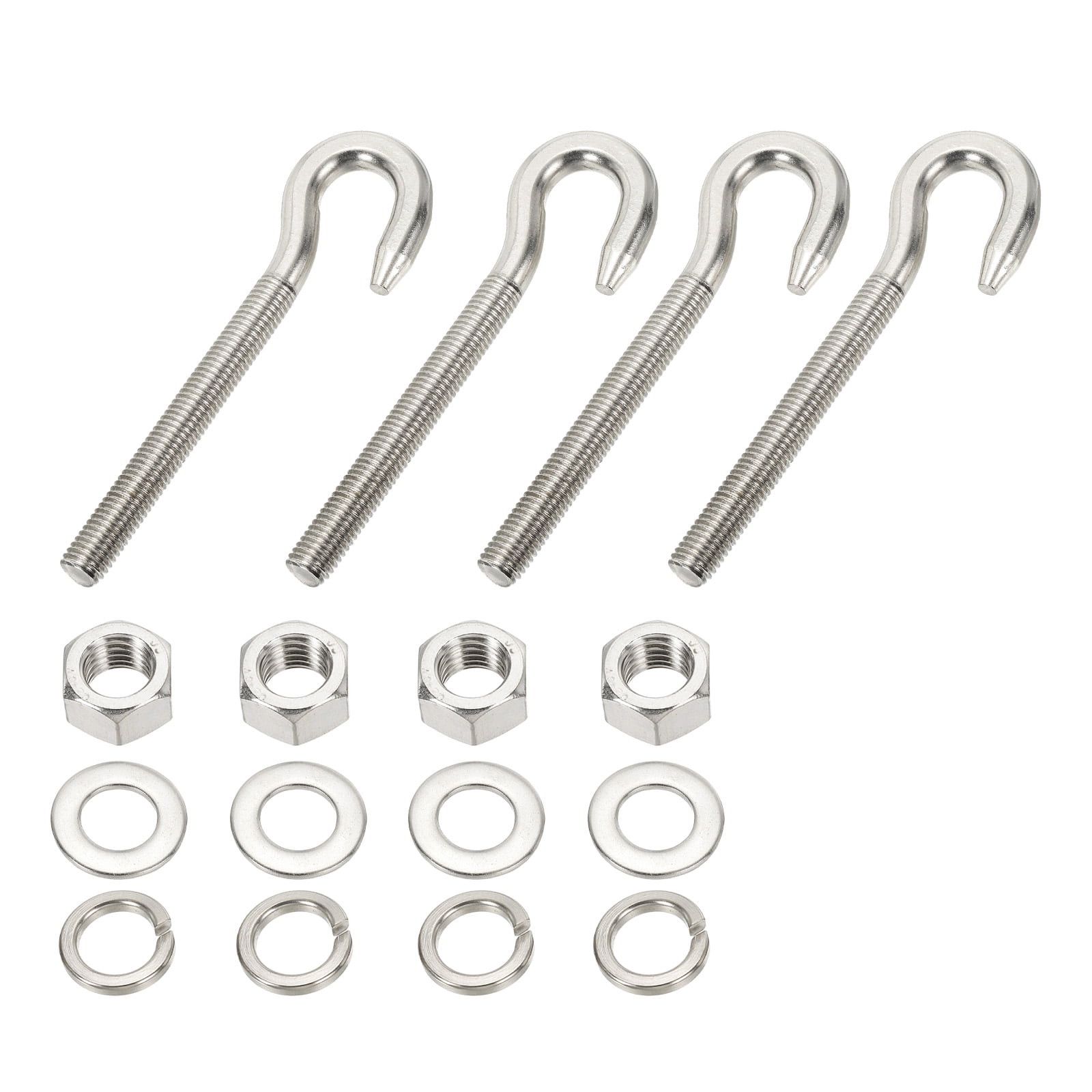 Uxcell M12 Stainless Steel Eye Bolt, 4 Set Hook Eyelet Bolts with Nut ...