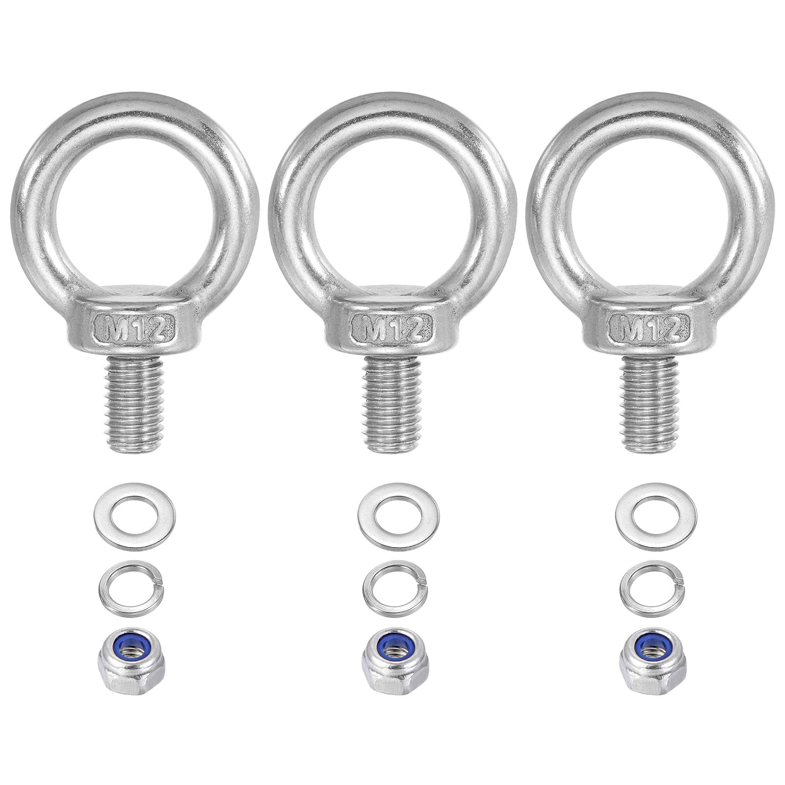 Uxcell M12 x 20mm Lifting Shoulder Eye Bolt 304 Stainless Steel Lifting ...