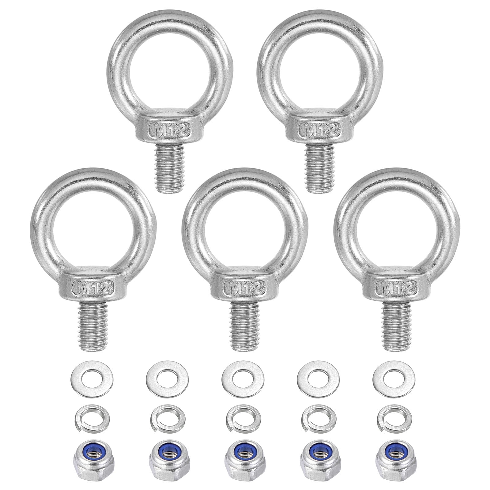 Uxcell M12 x 20mm Lifting Shoulder Eye Bolt 304 Stainless Steel Lifting ...