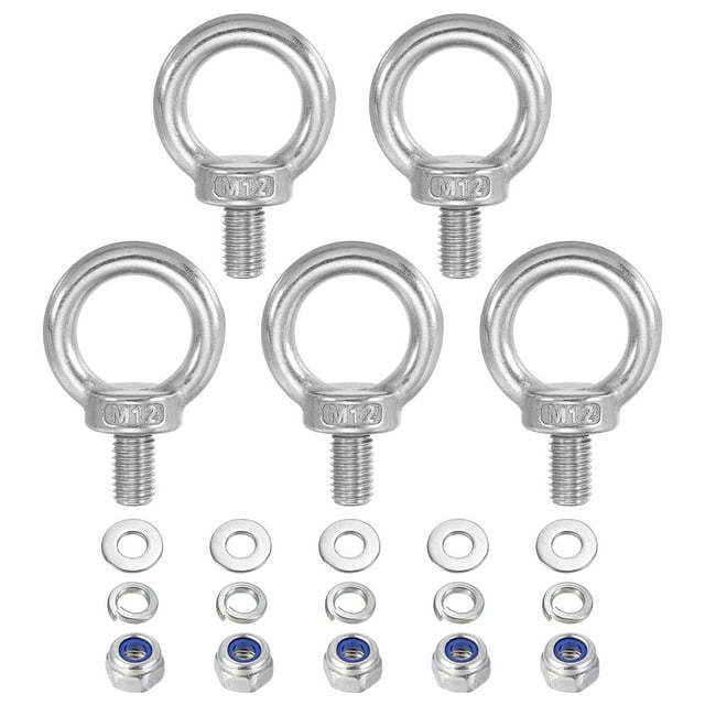 Uxcell M12 x 20mm Lifting Shoulder Eye Bolt 304 Stainless Steel Lifting ...
