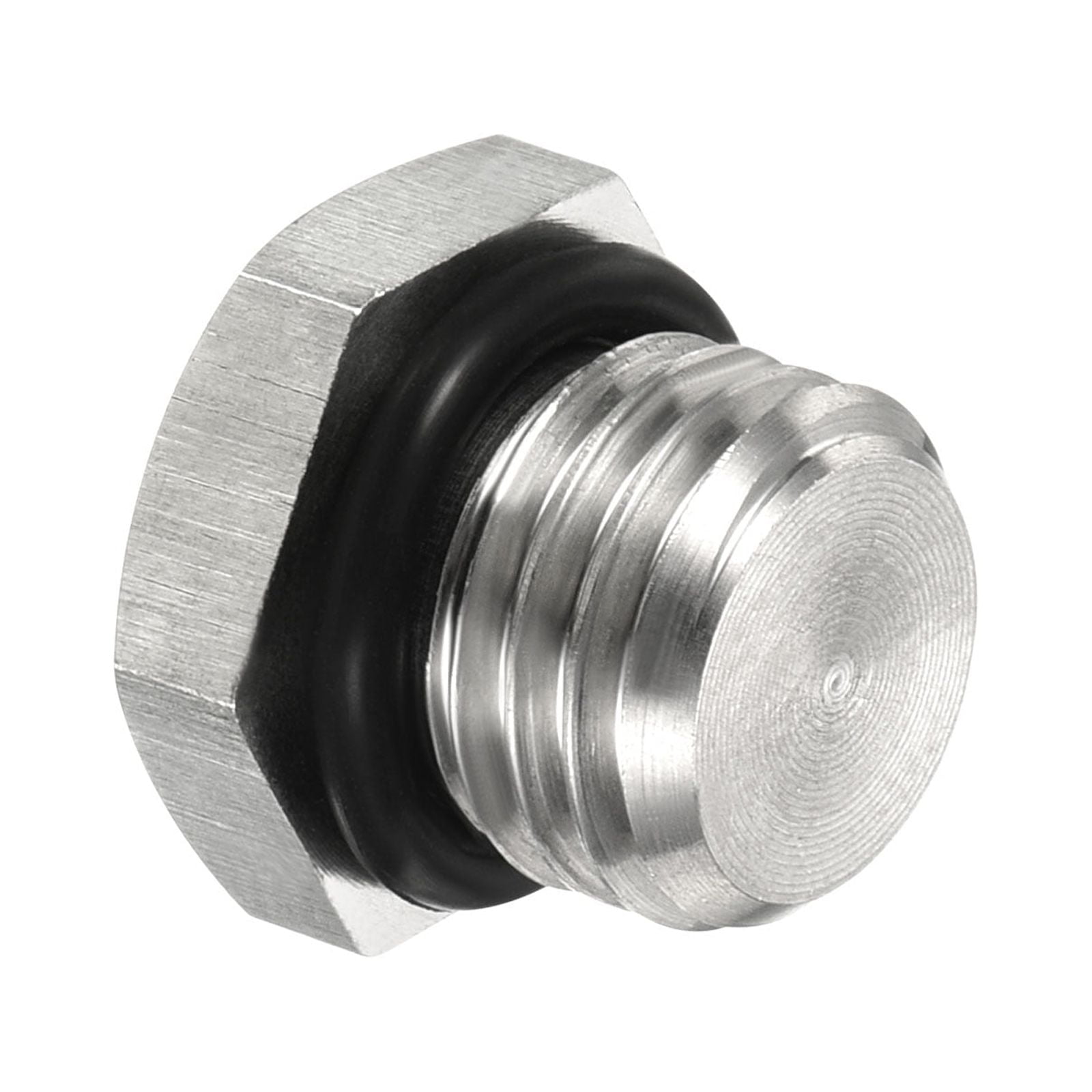 Uxcell M12x1.5 Male Plug Stainless Steel Thread Hex Head Socket Pipe Fitting with Sealing Rubber ...