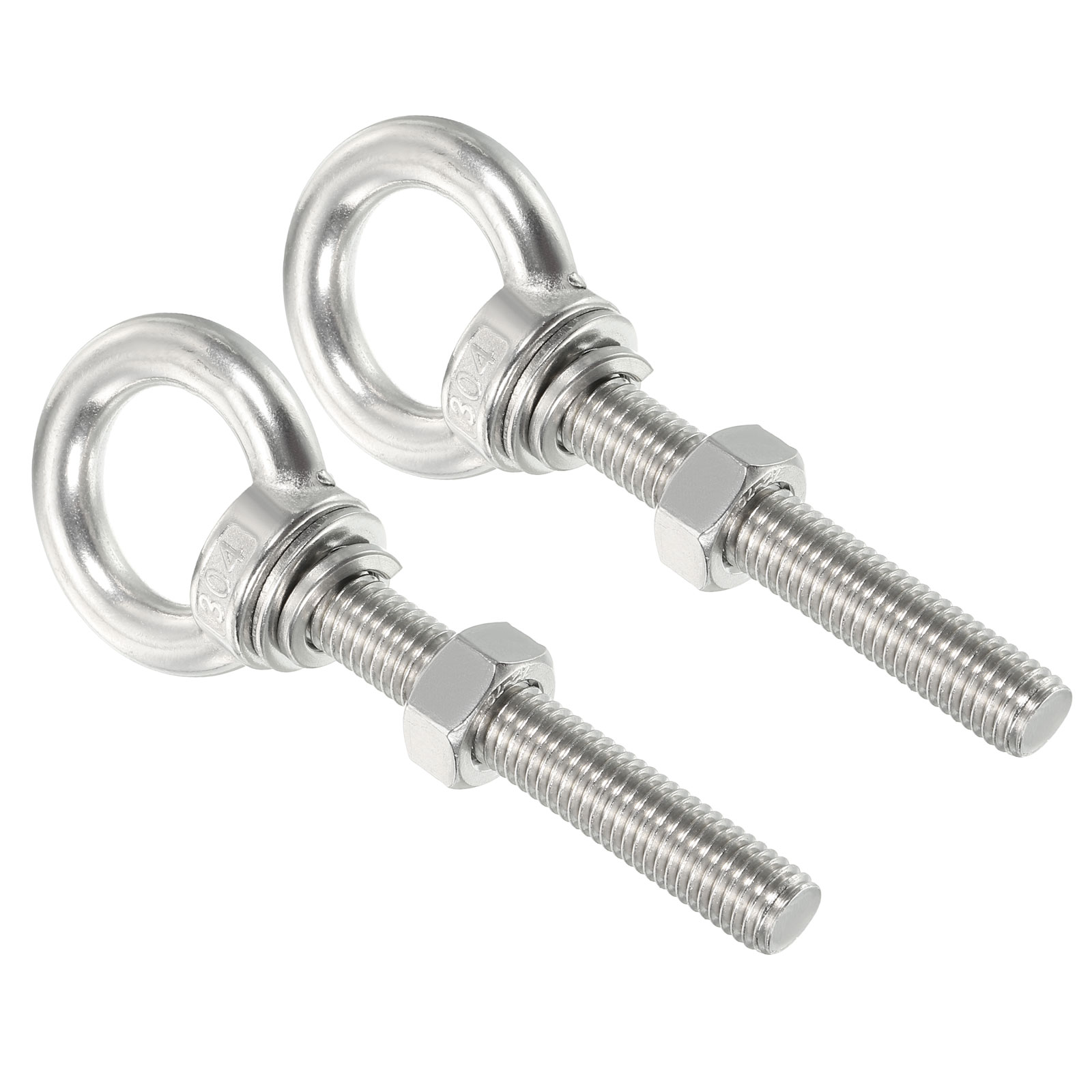 Uxcell M12x80 1/2"x3.15" Stainless Steel Eye Bolts Threaded Screw ...