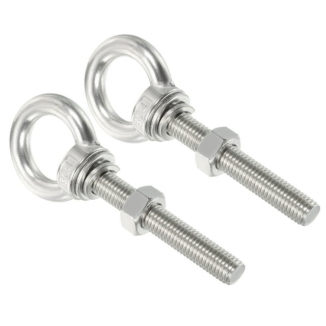 Uxcell M12x80 1/2"x3.15" Stainless Steel Eye Bolts Threaded Screw ...