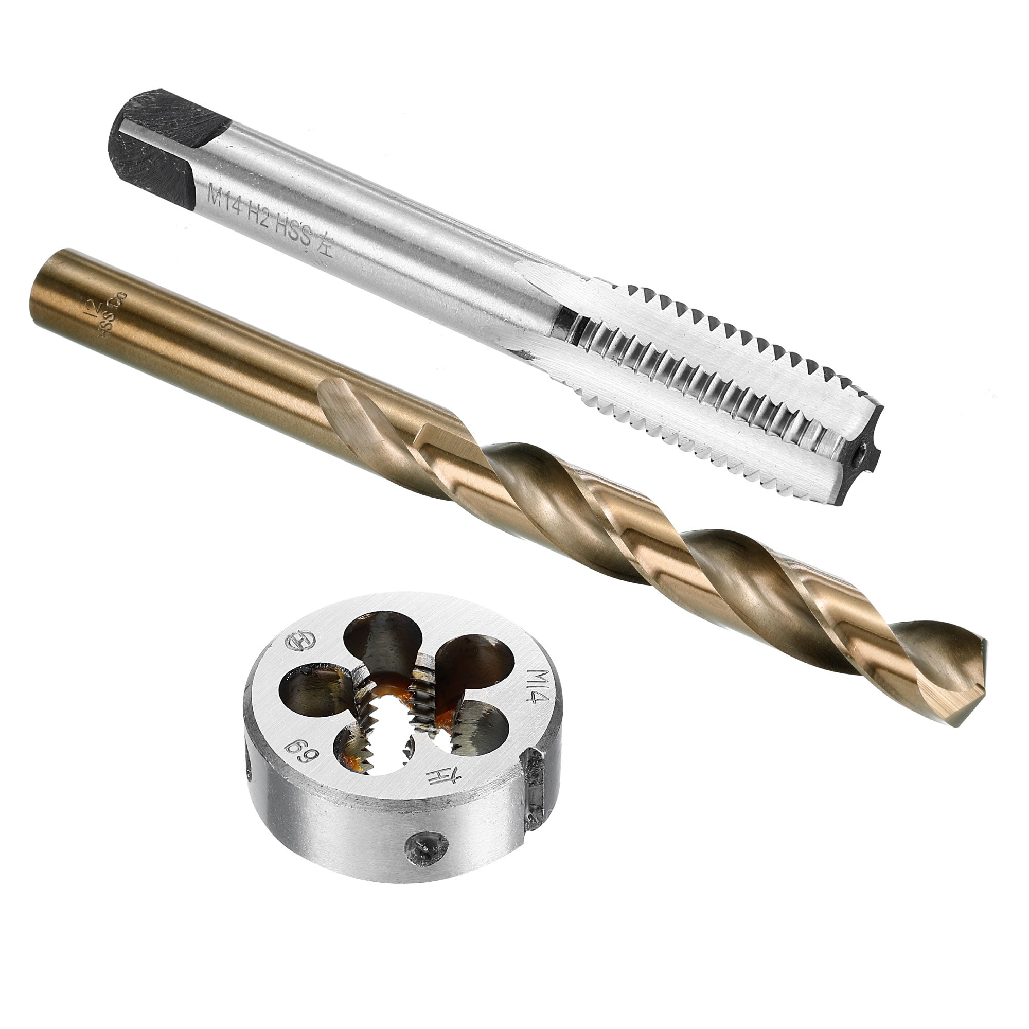 Uxcell M14 x 2 Left Hand Thread Milling Tap and Round Die and 12mm ...