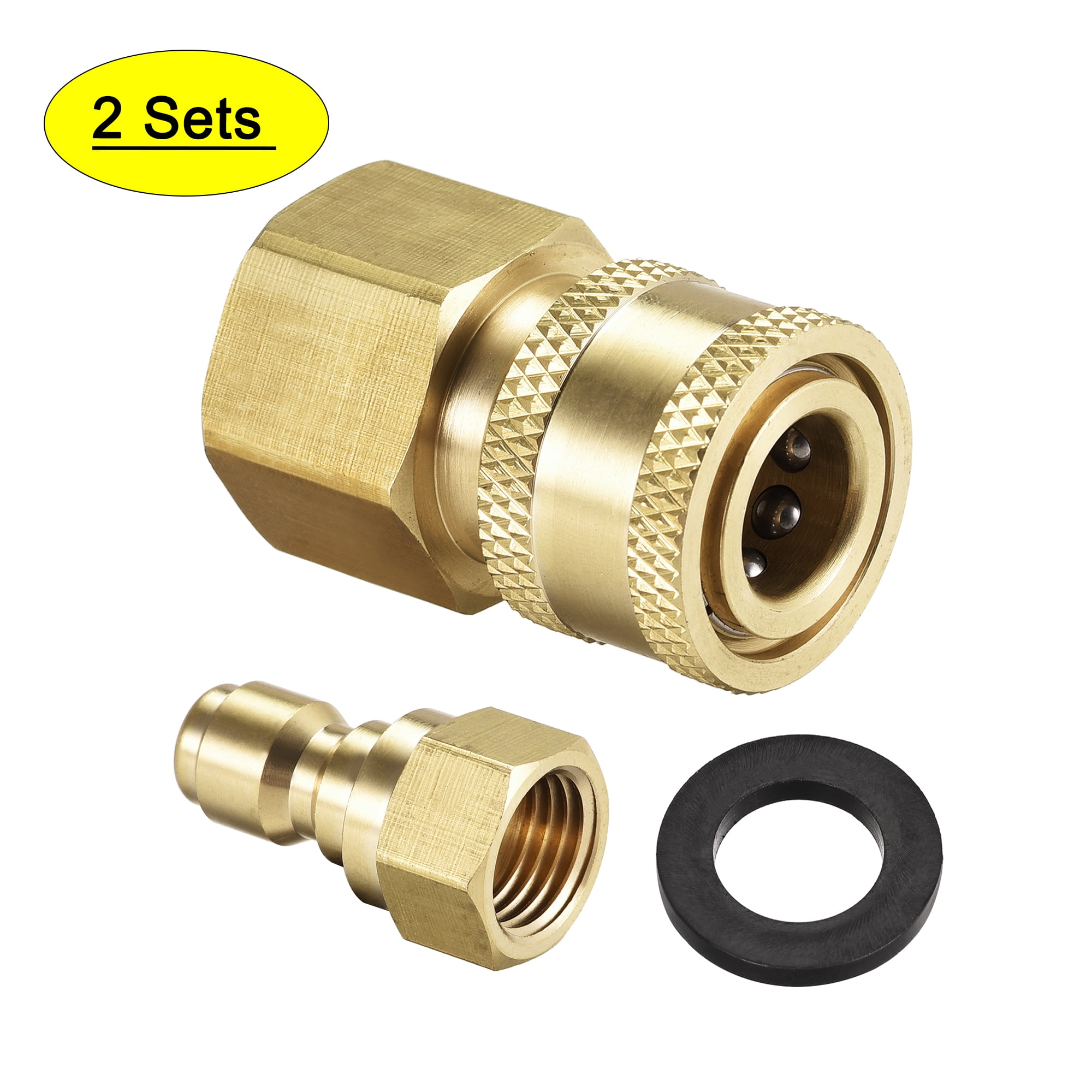 Uxcell M14x1.5 & M22 Female Thread Brass Quick Connect Kit 2 Sets ...