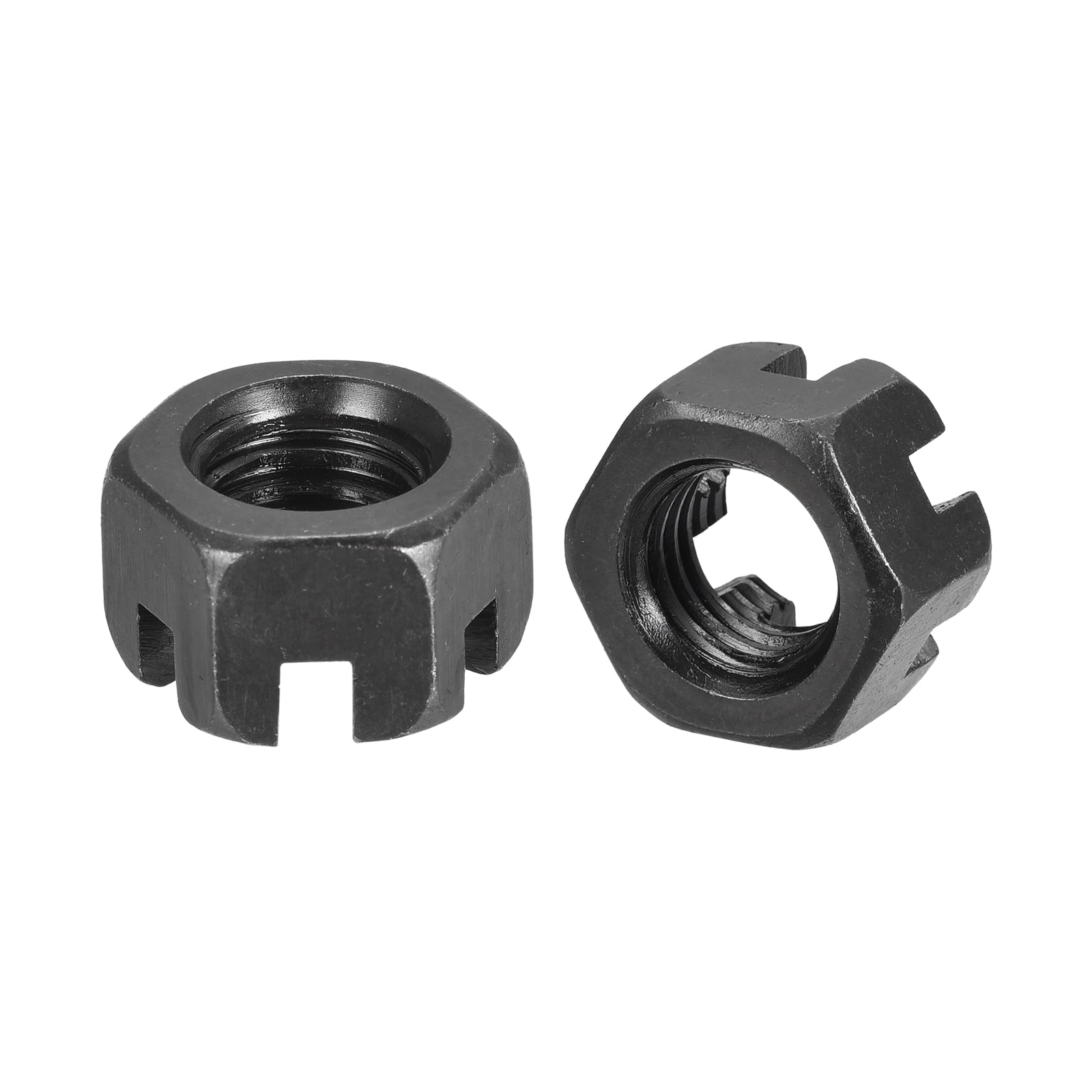 Uxcell M14x2mm Hexagon Slotted Nut, Grade 4.8 Carbon Steel Hex Castle ...