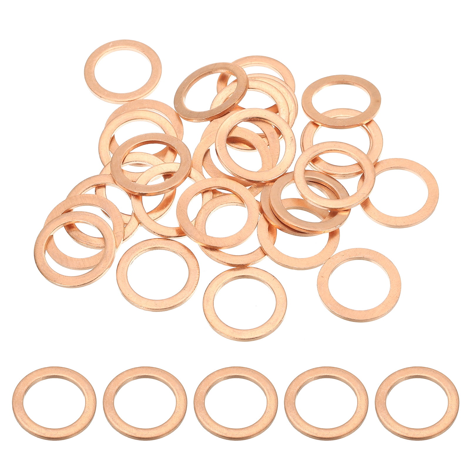 Uxcell M16 Copper Washer Sealing Ring, 16mm ID 22mm OD 1.5mm Thickness ...