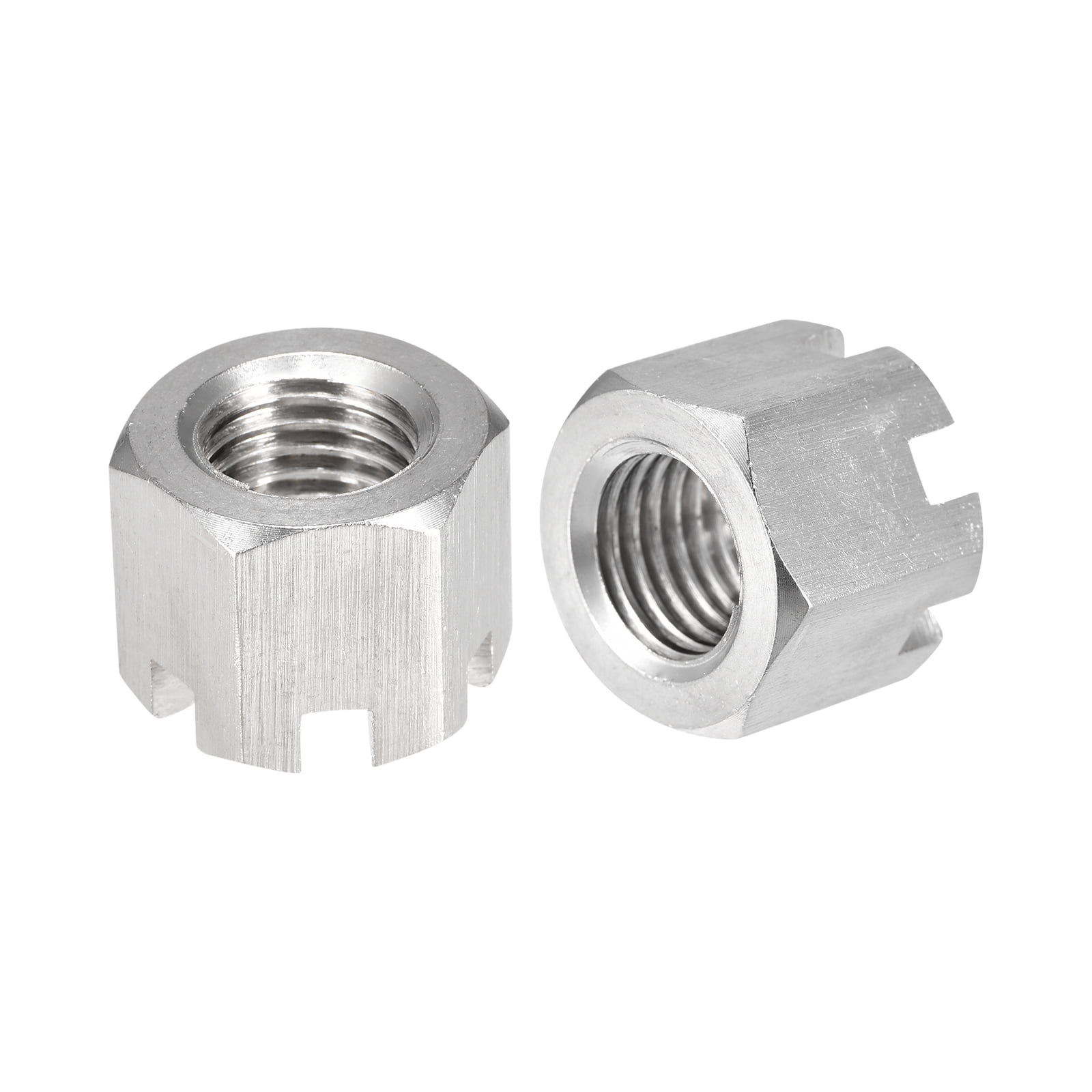 Uxcell M16x2mm Hexagon Slotted Nut, Grade 6.8 304 Stainless Steel Hex ...
