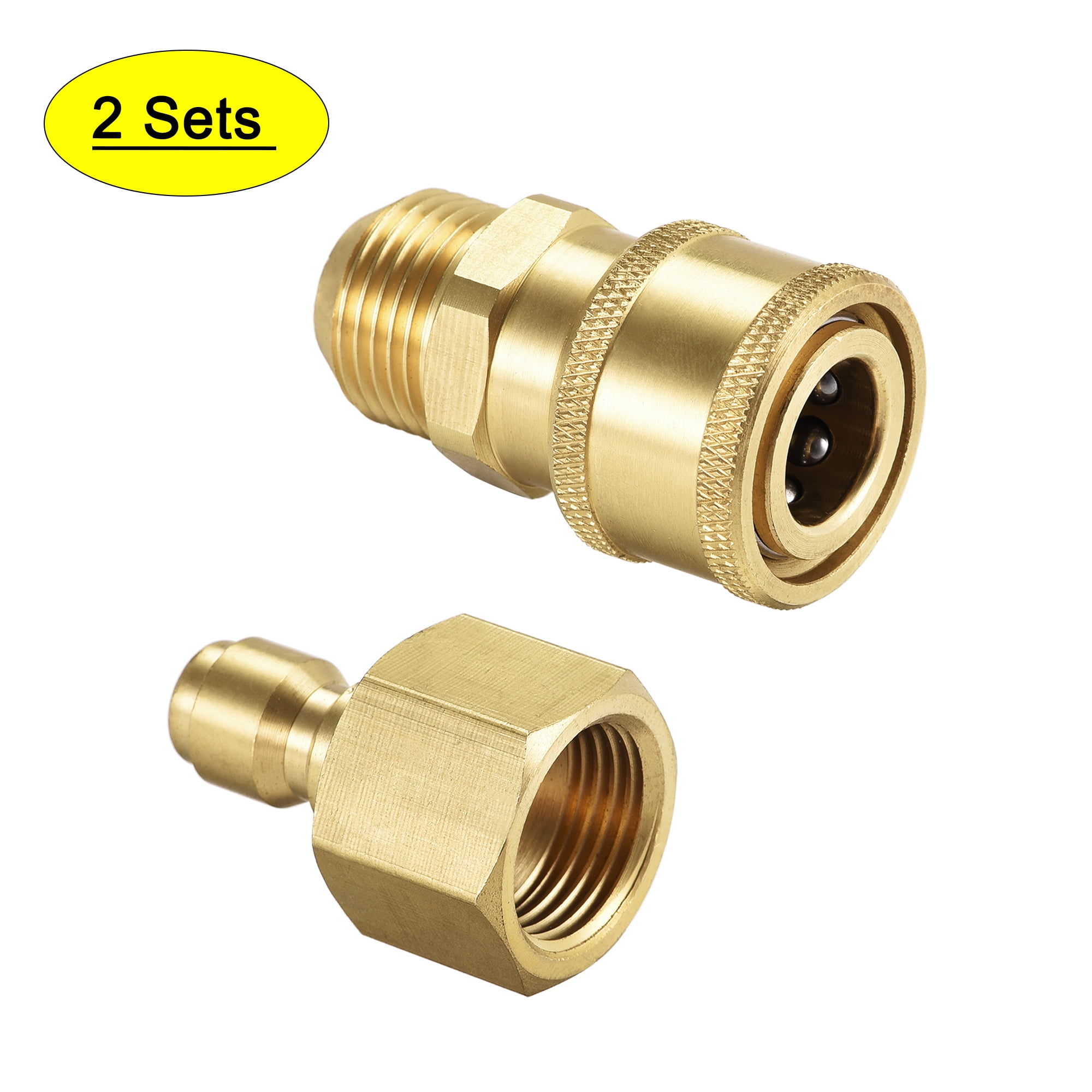 Uxcell M18x1.5 Male & M18 Female Thread Brass Quick Connect Kit 2 Sets ...