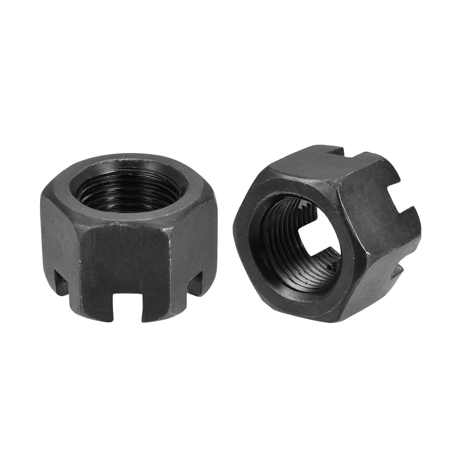 Uxcell M18x1.5mm Hexagon Slotted Nut, Grade 4.8 Carbon Steel Hex Castle Nuts, Black, 10Pack ...