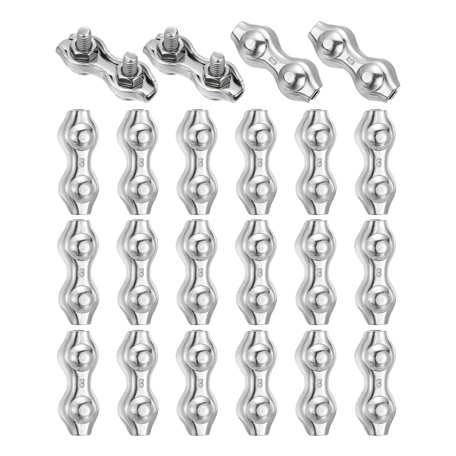 Uxcell M2 304 Stainless Steel Double Wire Rope Clips, Cable Clamp ...